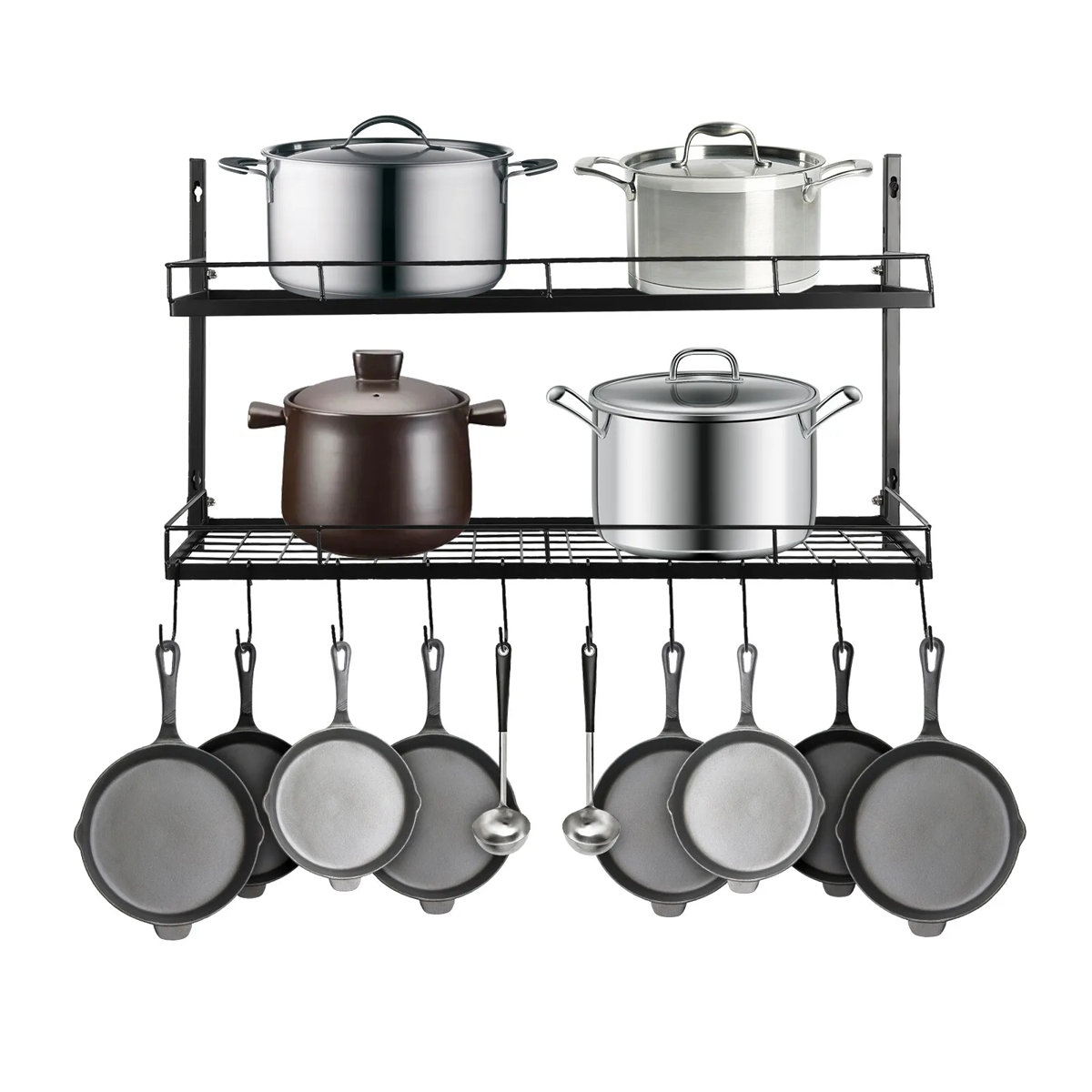 Prep & Savour 26 Inch Wall Mounted Hanging Pot Rack with 10 Hooks ...