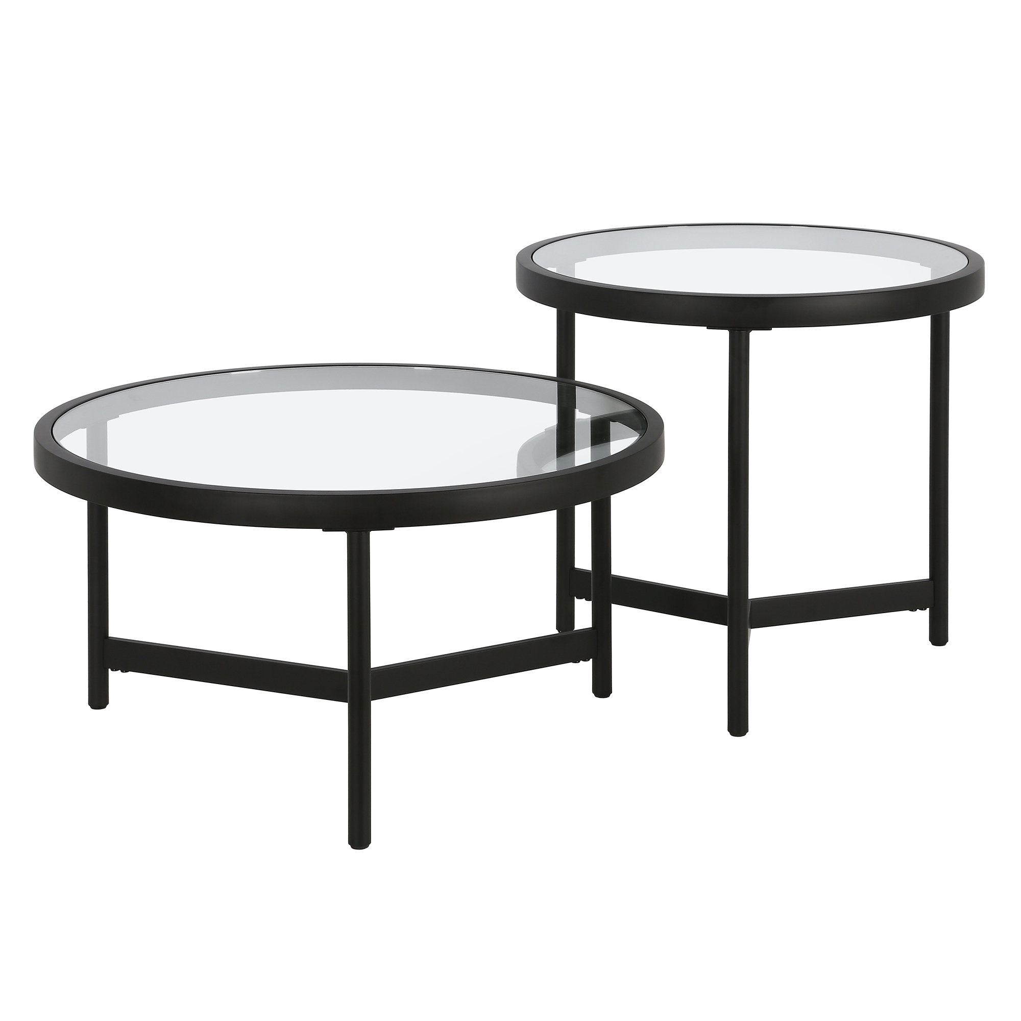 Latitude Run® Quentin (Set of Two) Glass And Steel Round Nested Coffee ...