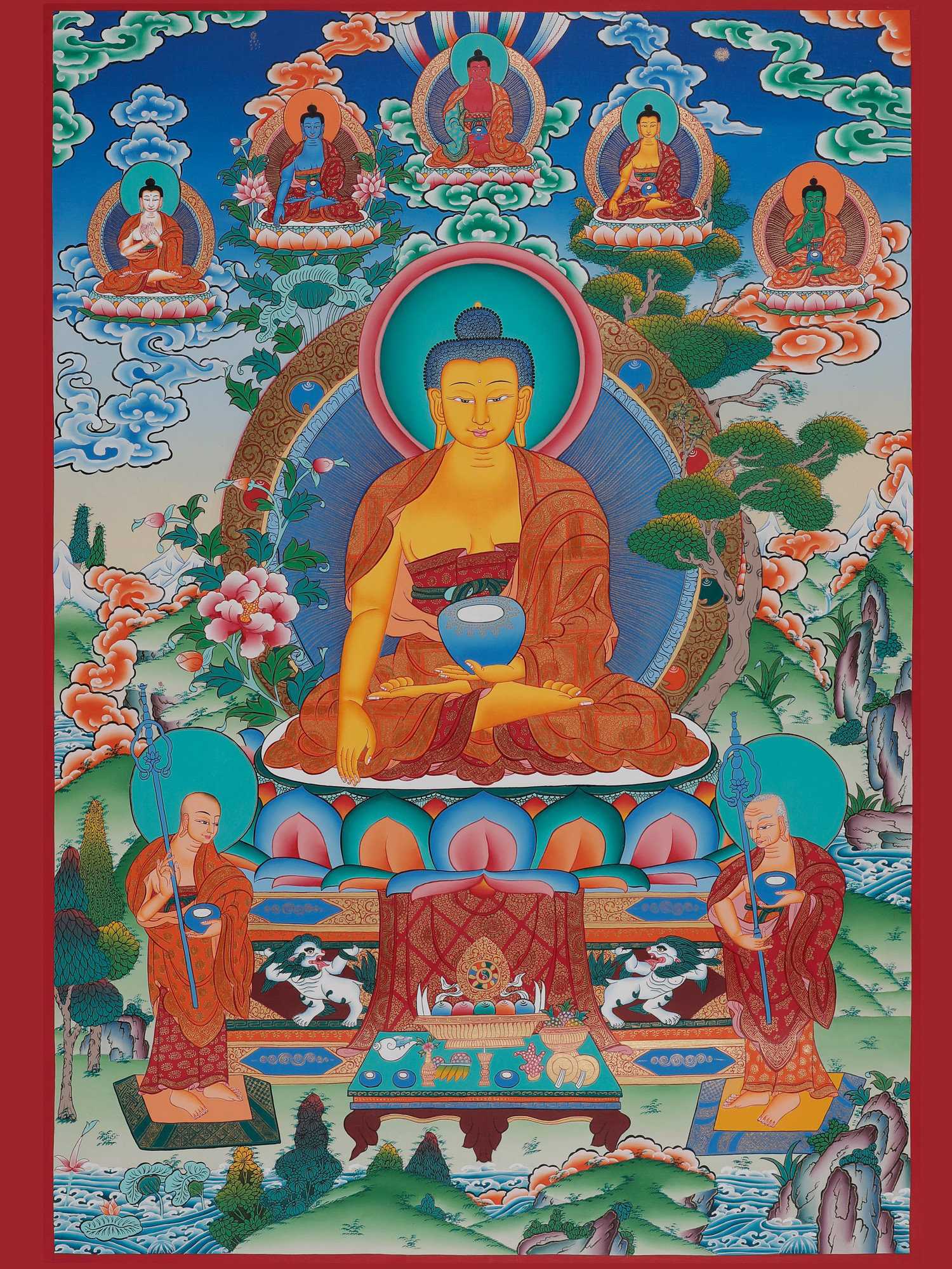 Exotic India Shakyamuni Buddha With Devotees Thangka Painting | Pure 24 ...