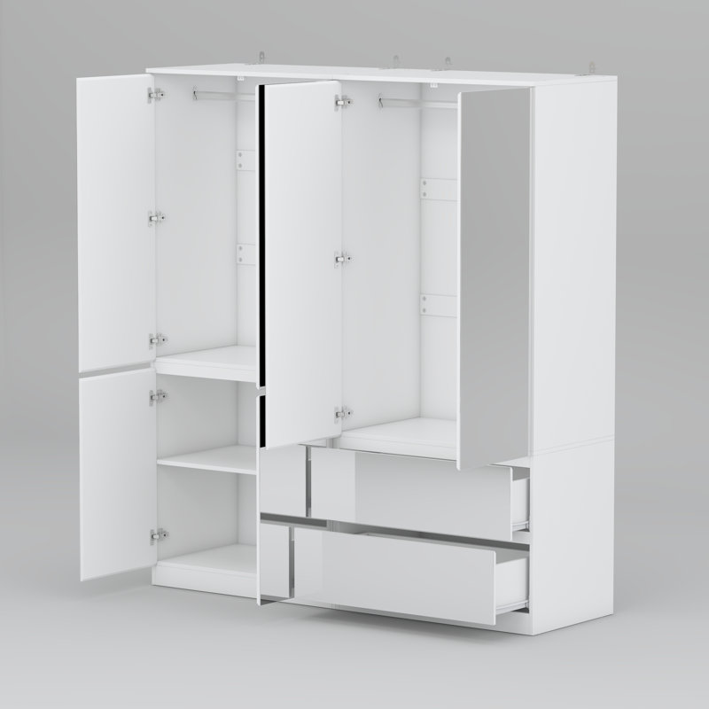 Latitude Run® Westlake Elegant Full-Length Mirrored Wardrobe With Dual ...