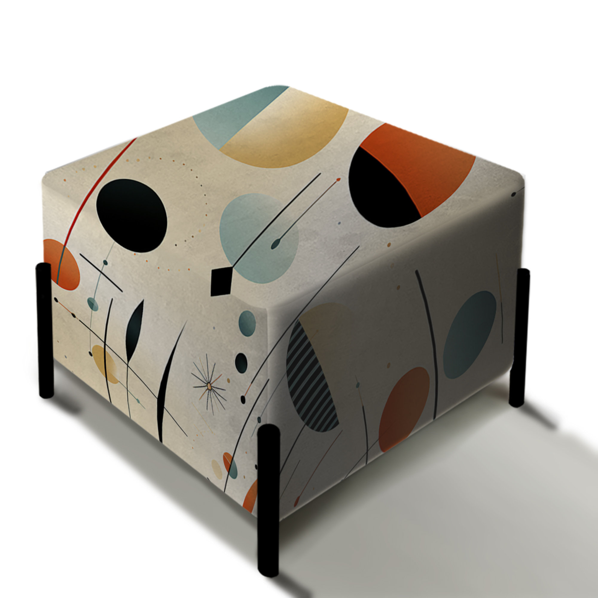 Design Art Beige Retro Modern Sphere Matrix - Geometric Square Ottoman ...