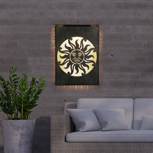 Exhart Solar Stamped Metal Sun Wall Art, 12 by 17 Inches | Wayfair