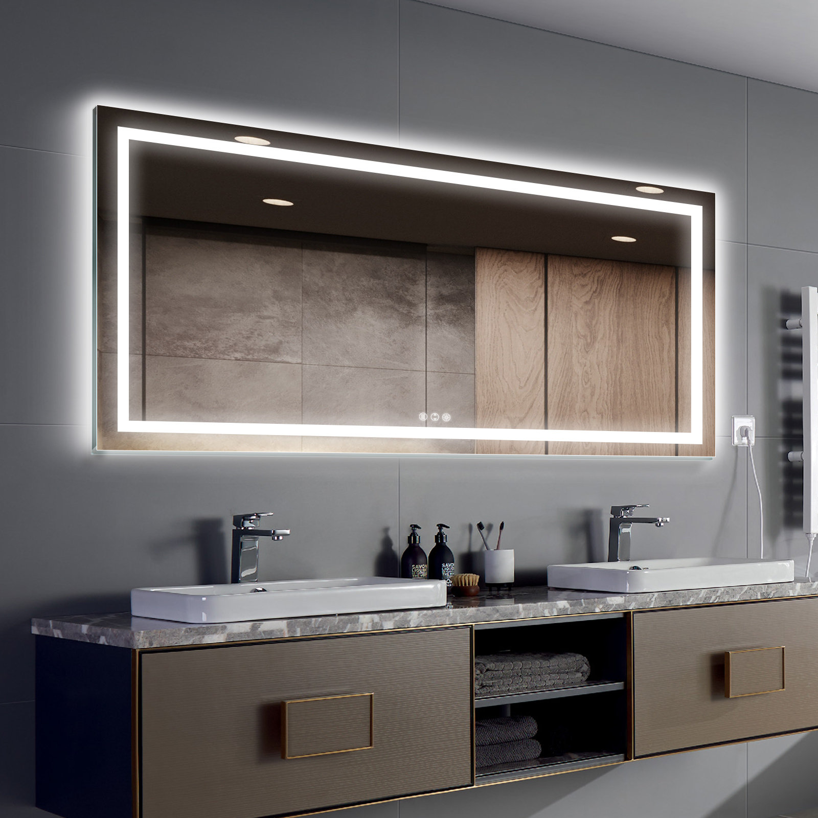 Brayden Studio Darity LED Bathroom Vanity Mirror Backlit and Front ...