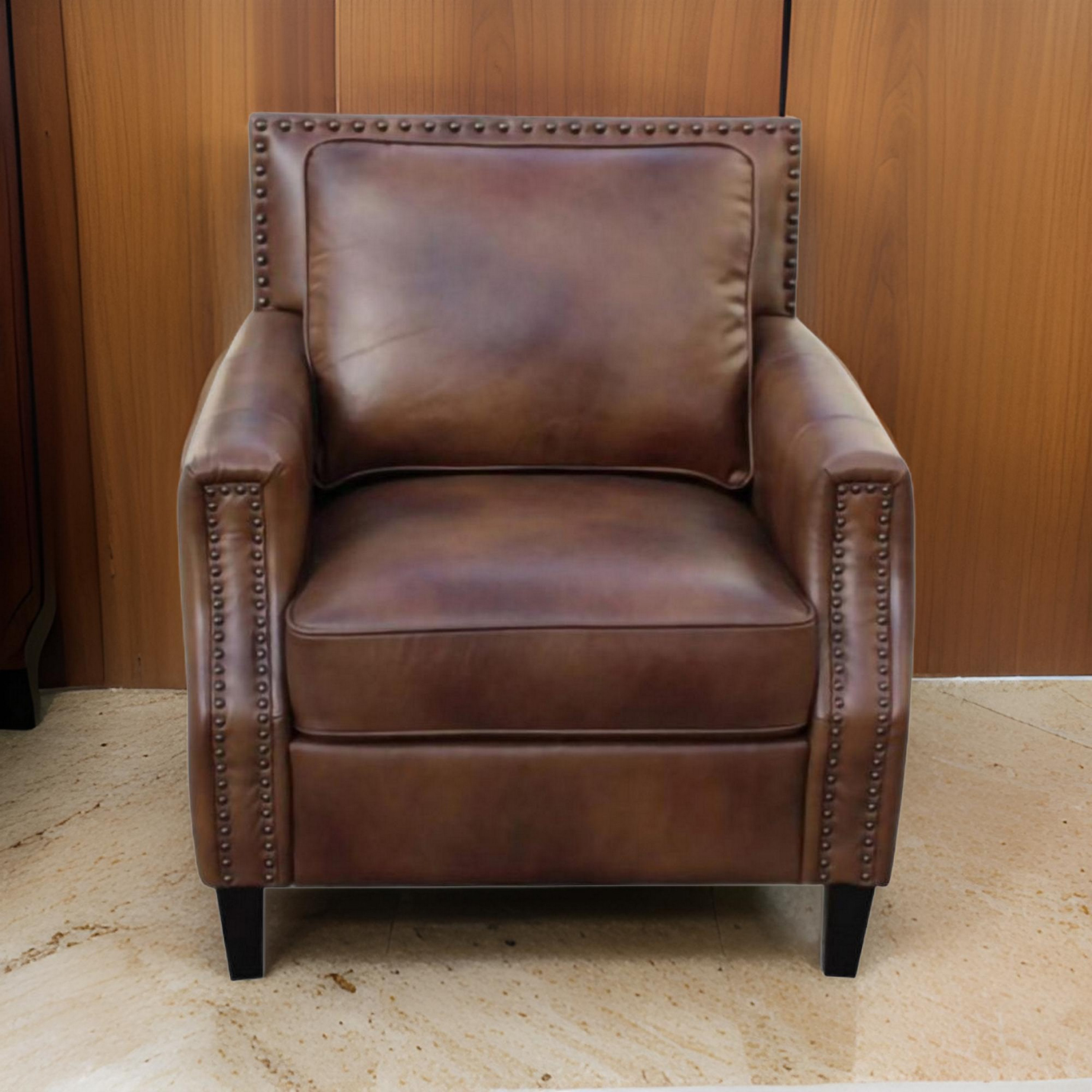 Williston Forge Haryad 35.5" W Top Grain Leather Club Chair | Wayfair