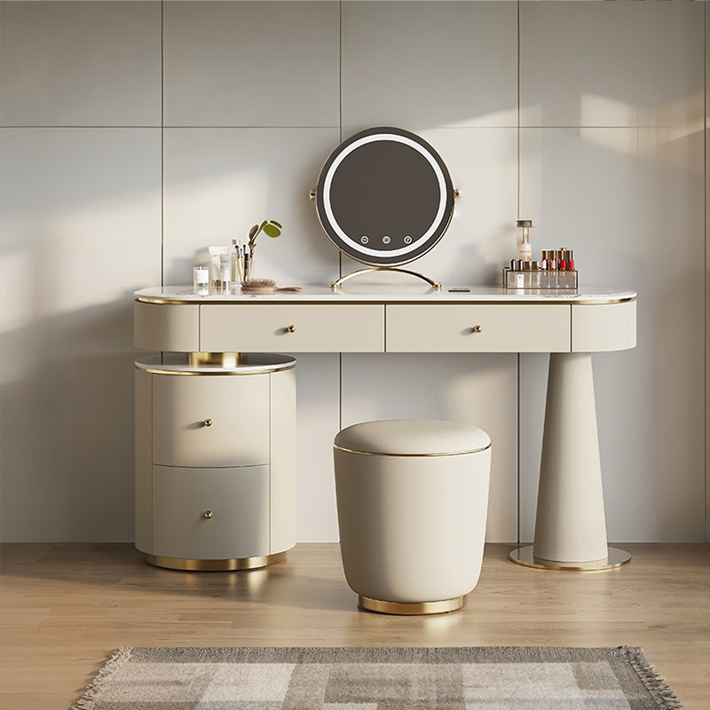 Everly Quinn Modern Minimalist Light Luxury Burned Stone Dressing Table ...
