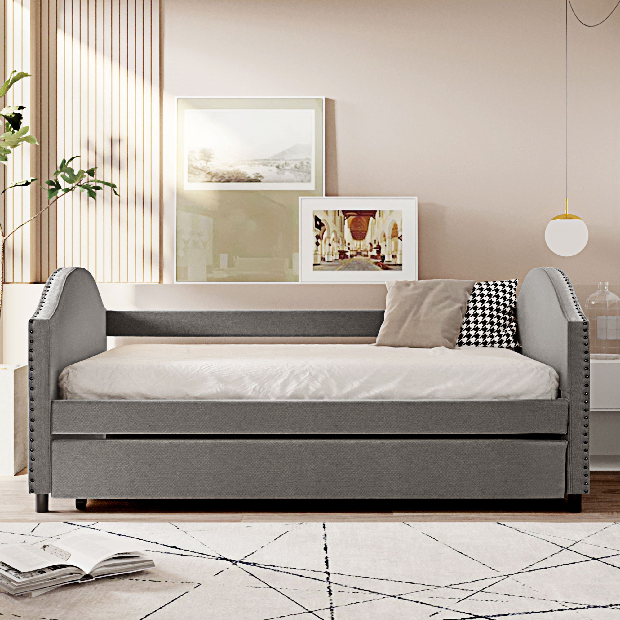 House of Hampton Full Size Upholstered Daybed With Twin Size Trundle ...