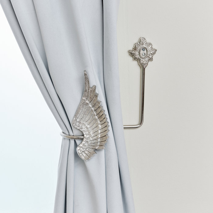 Maturi Pair Of Silver Angel Wing Curtain Tie Backs | Wayfair.co.uk