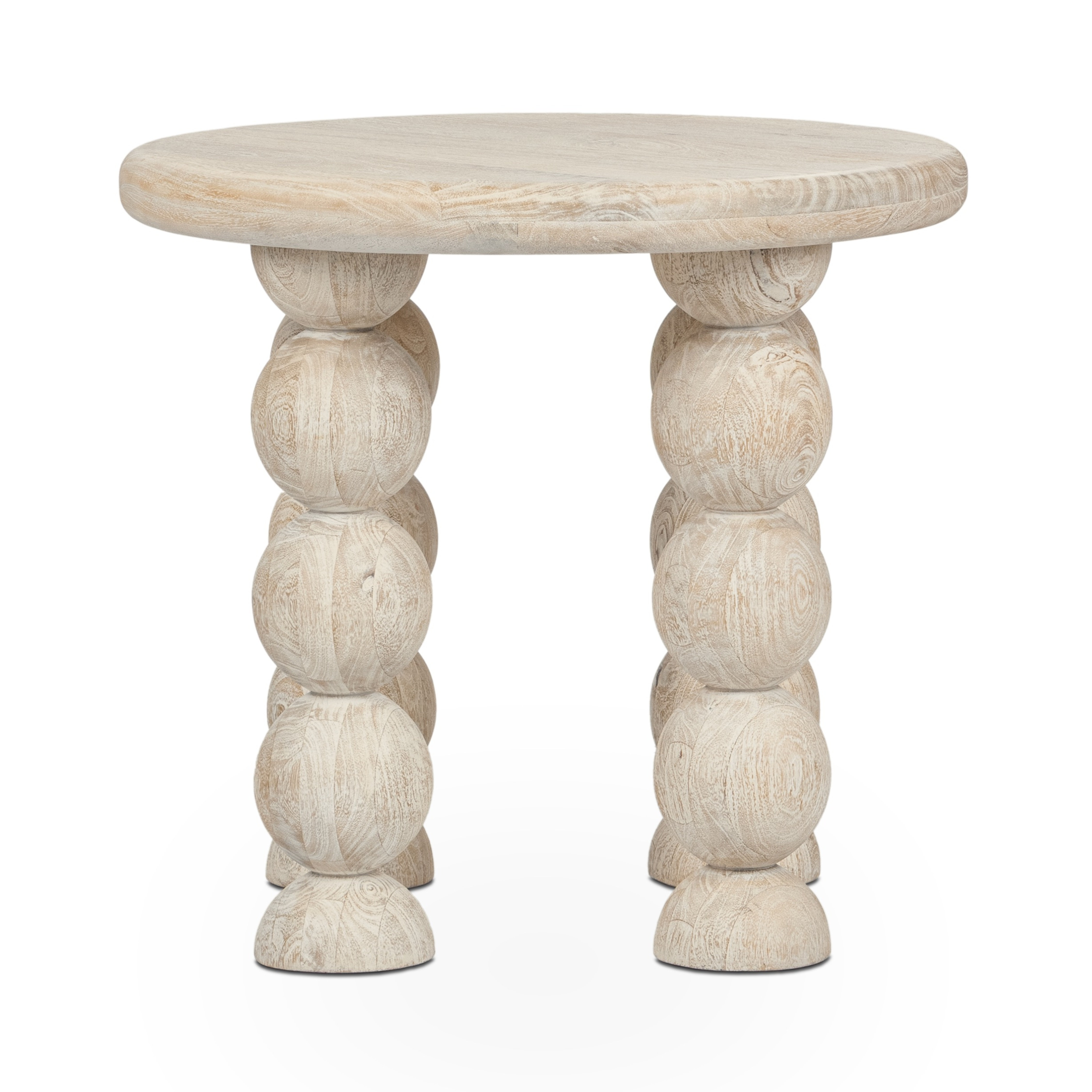 Classic Home Adir Solid Mango Wood Round End Table Cream | Wayfair