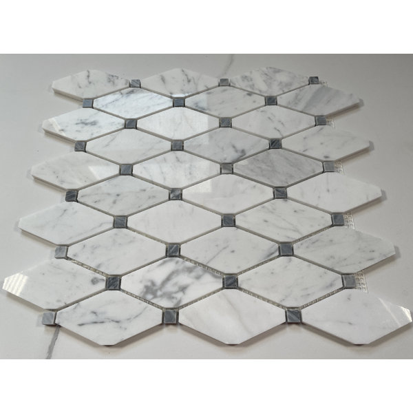 Marble Online 12" x 12" Marble Octagon and Dot Mosaic Wall & Floor Tile ...
