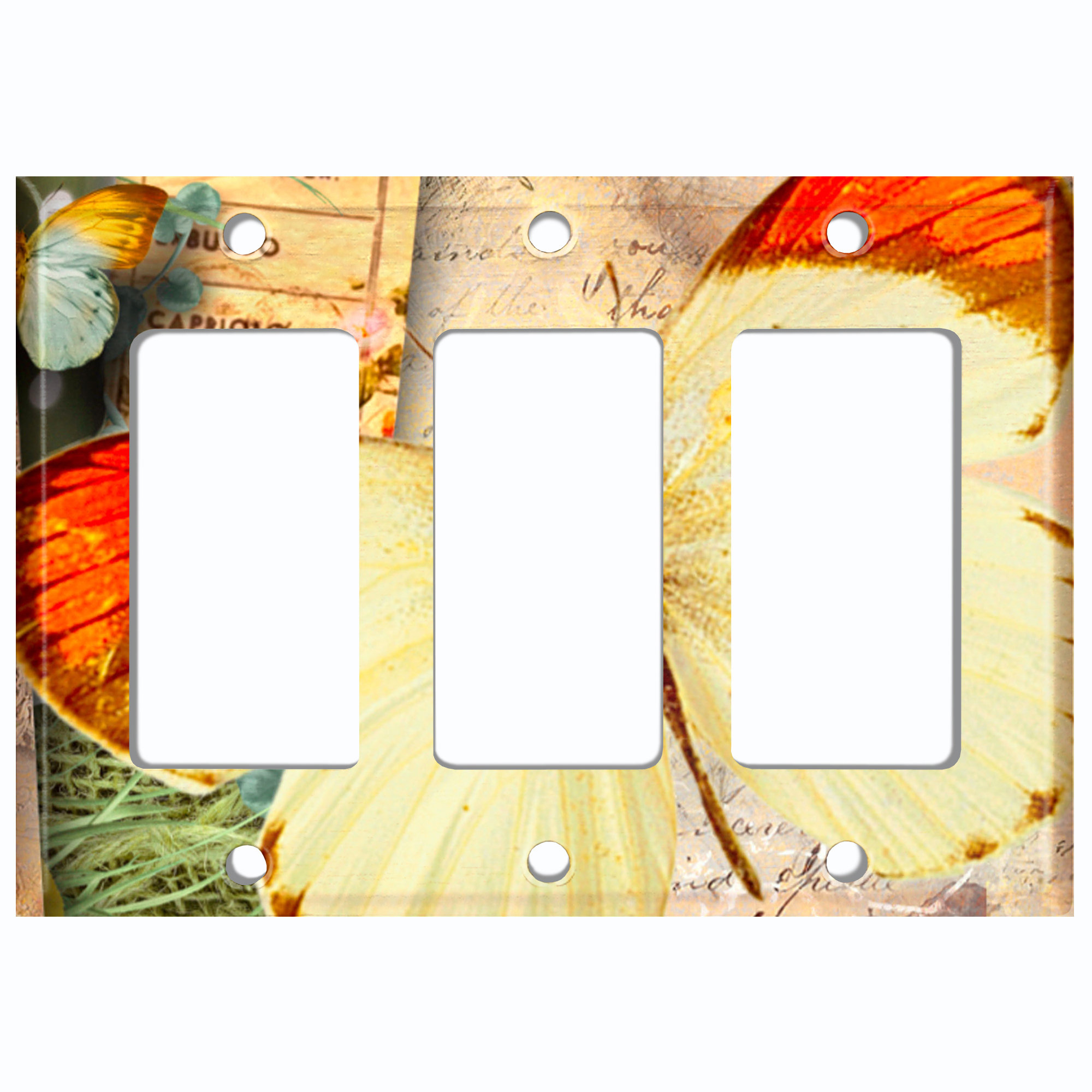 WorldAcc Metal Light Switch Plate Outlet Cover (Butterfly Apple Leaves ...