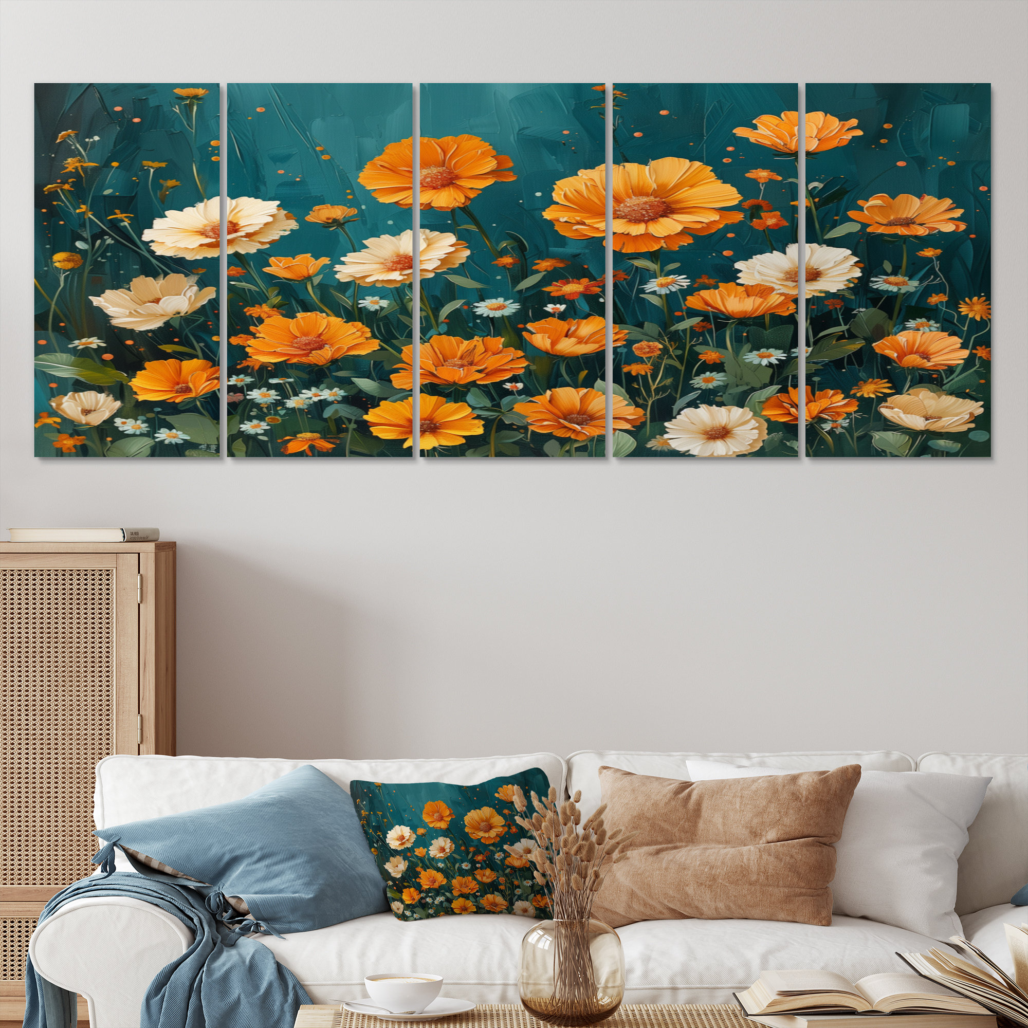 Lark Manor™ Yellow White Summer Meadow Marigolds I - Marigold Wall Art ...