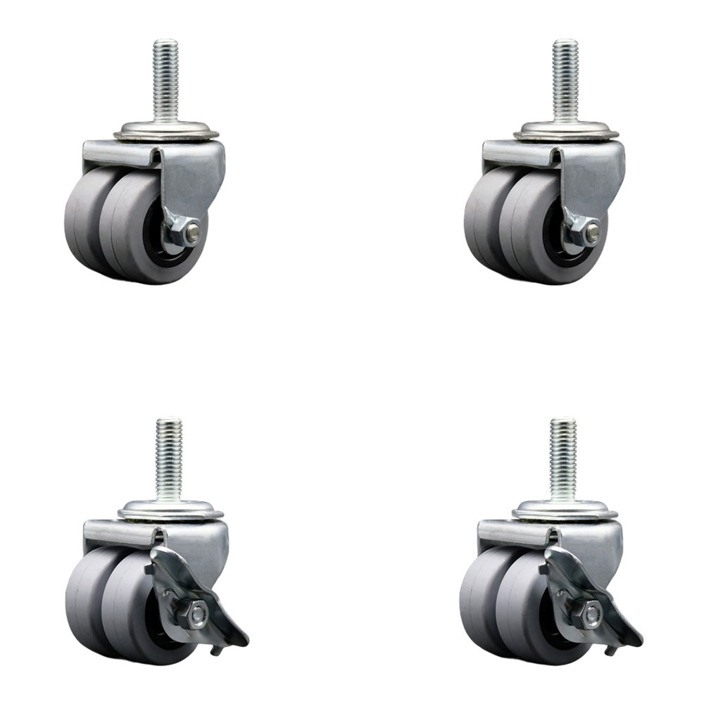 Service Caster Low Profile Thermo Dual Threaded Stem Caster Set with 2 ...