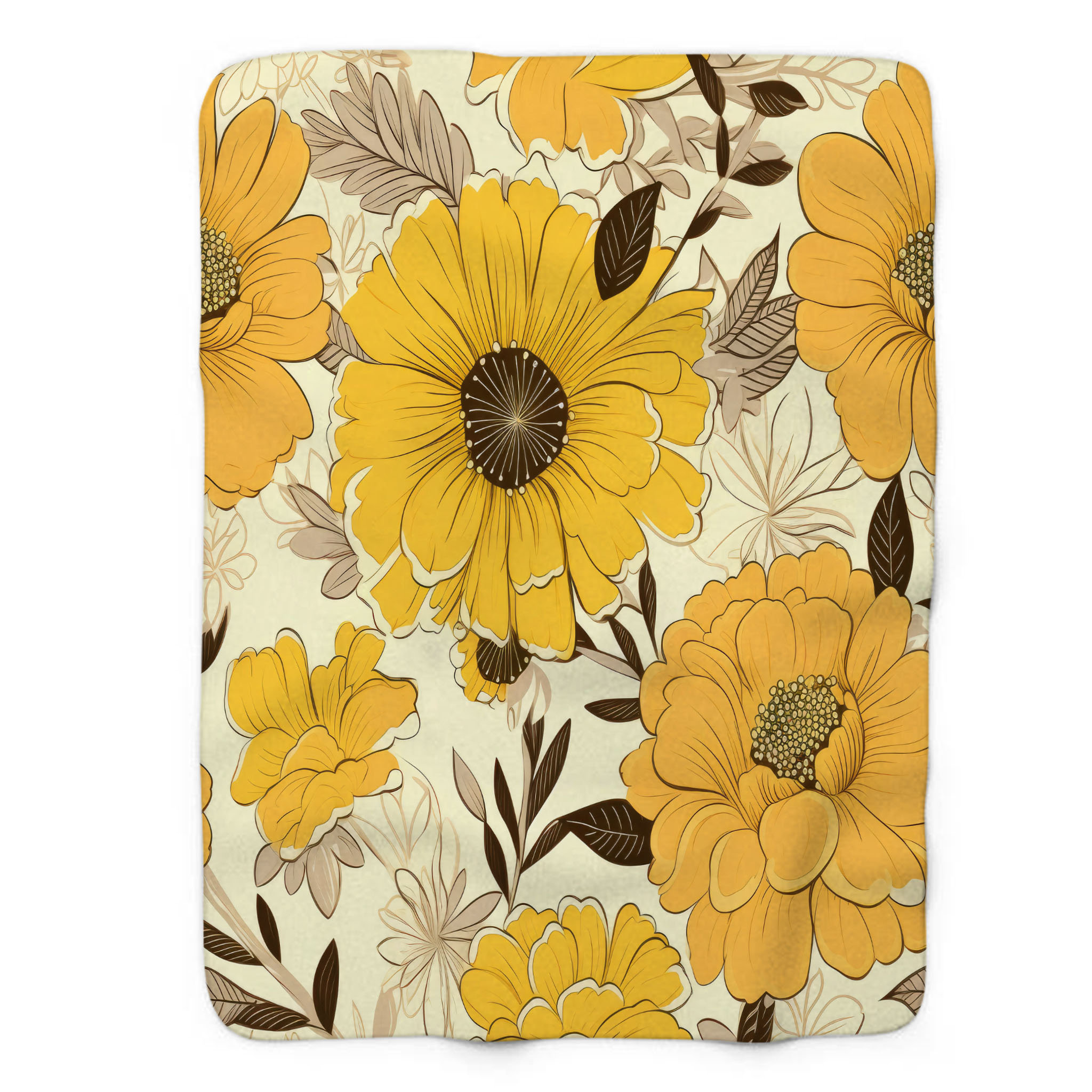 MentionedYou Honeyed Marigold Meadow - 1 Piece Premium Sherpa B Throw ...