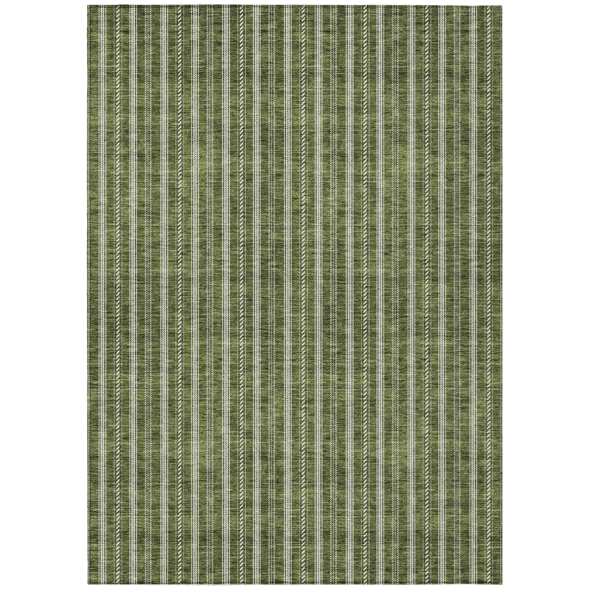 HomeRoots 8' X 10' Olive Green Striped Washable Indoor Outdoor Area Rug ...