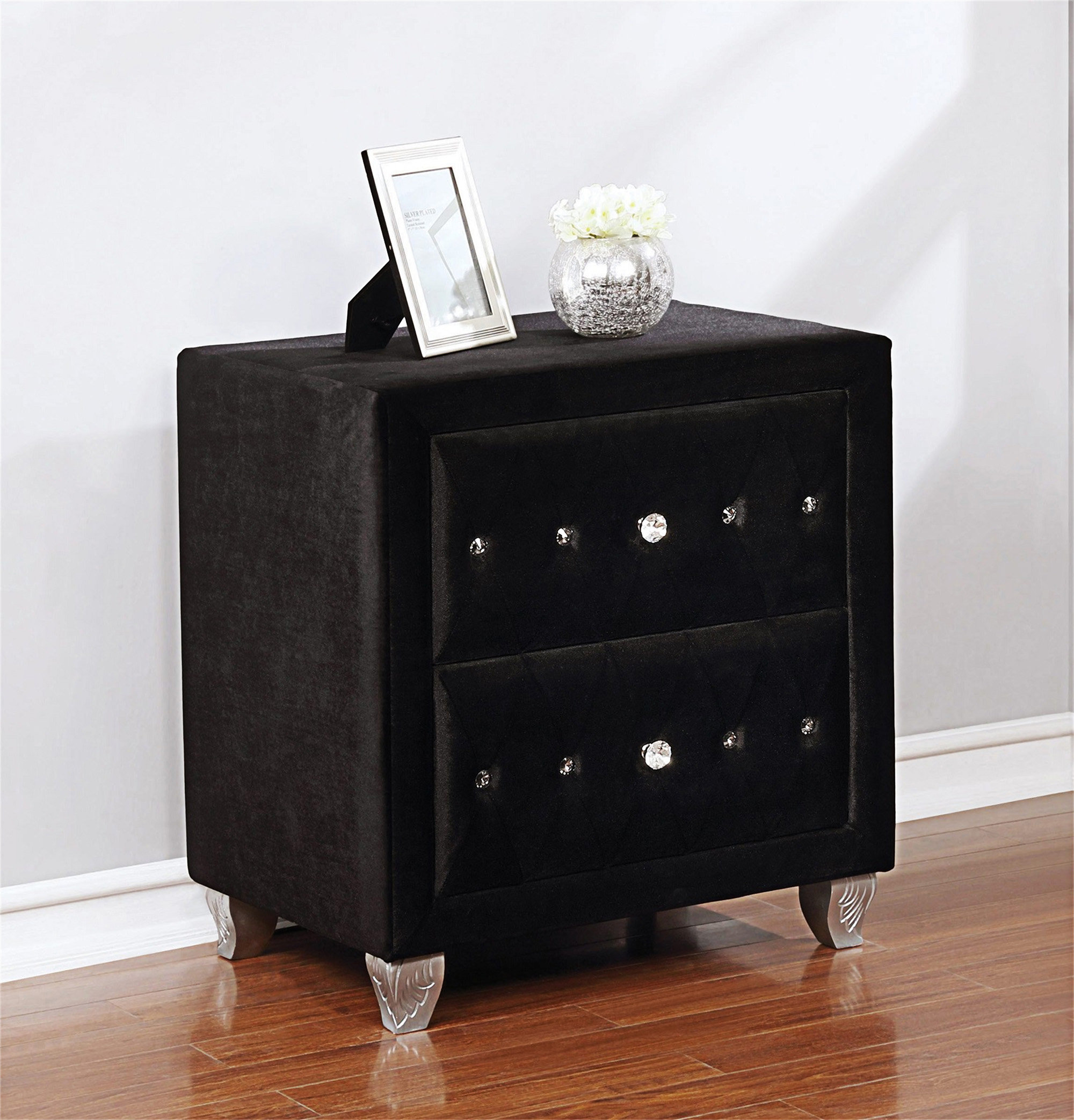 Rosdorf Park Velvet Upholstered Nightstand With 2 Drawers | Wayfair