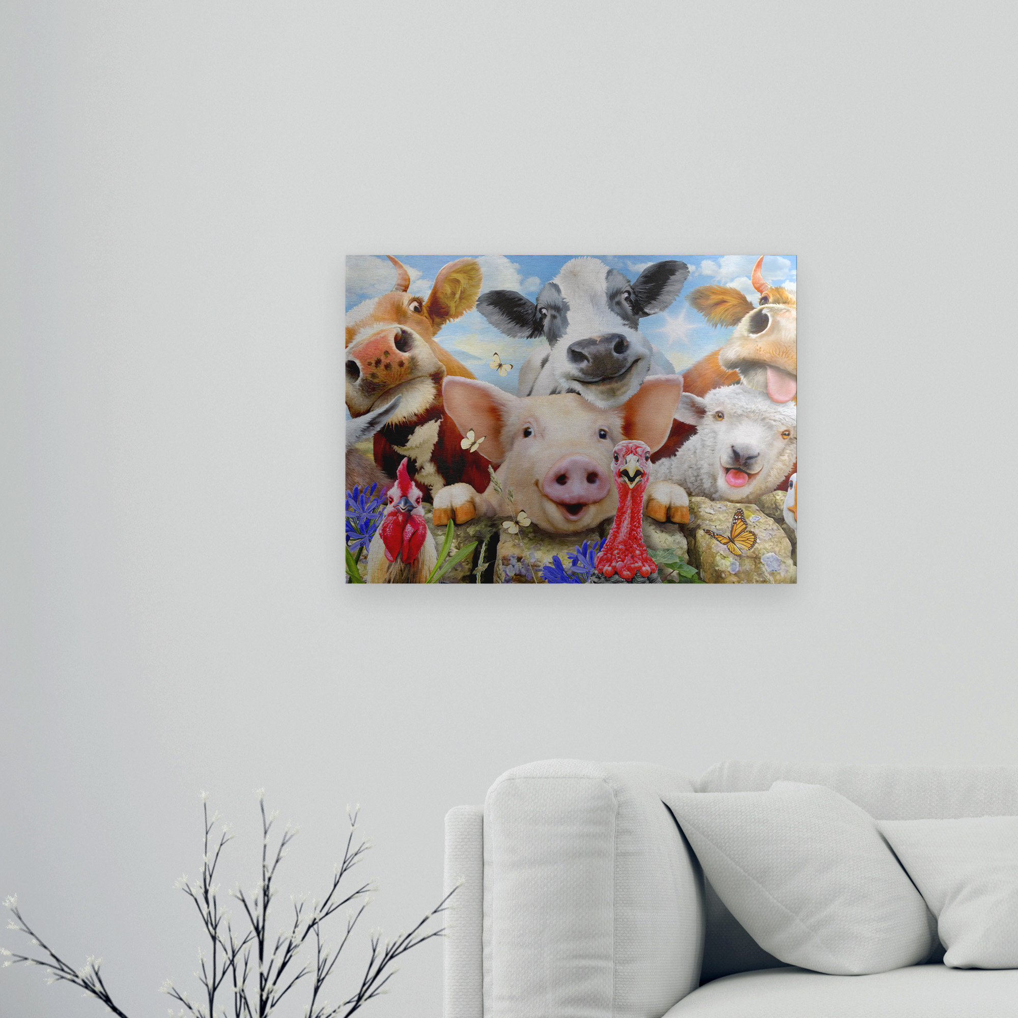 Rosalind Wheeler Howard Robinson 'Goofy Farm Portrait' Floating Brushed ...