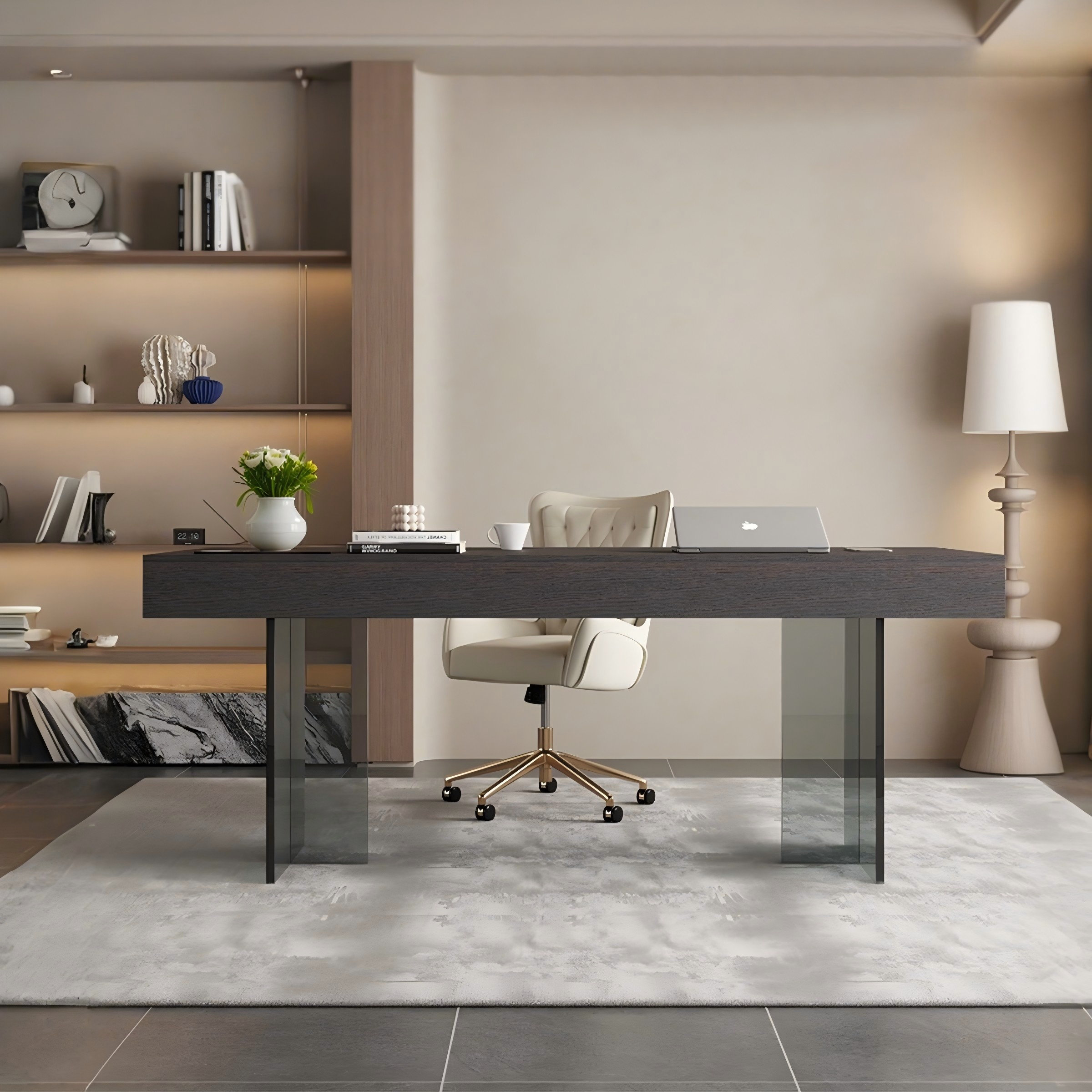 Brass Foam Brown Rectangle Solid Wood Multi-layer Board Writing Desk,3 ...