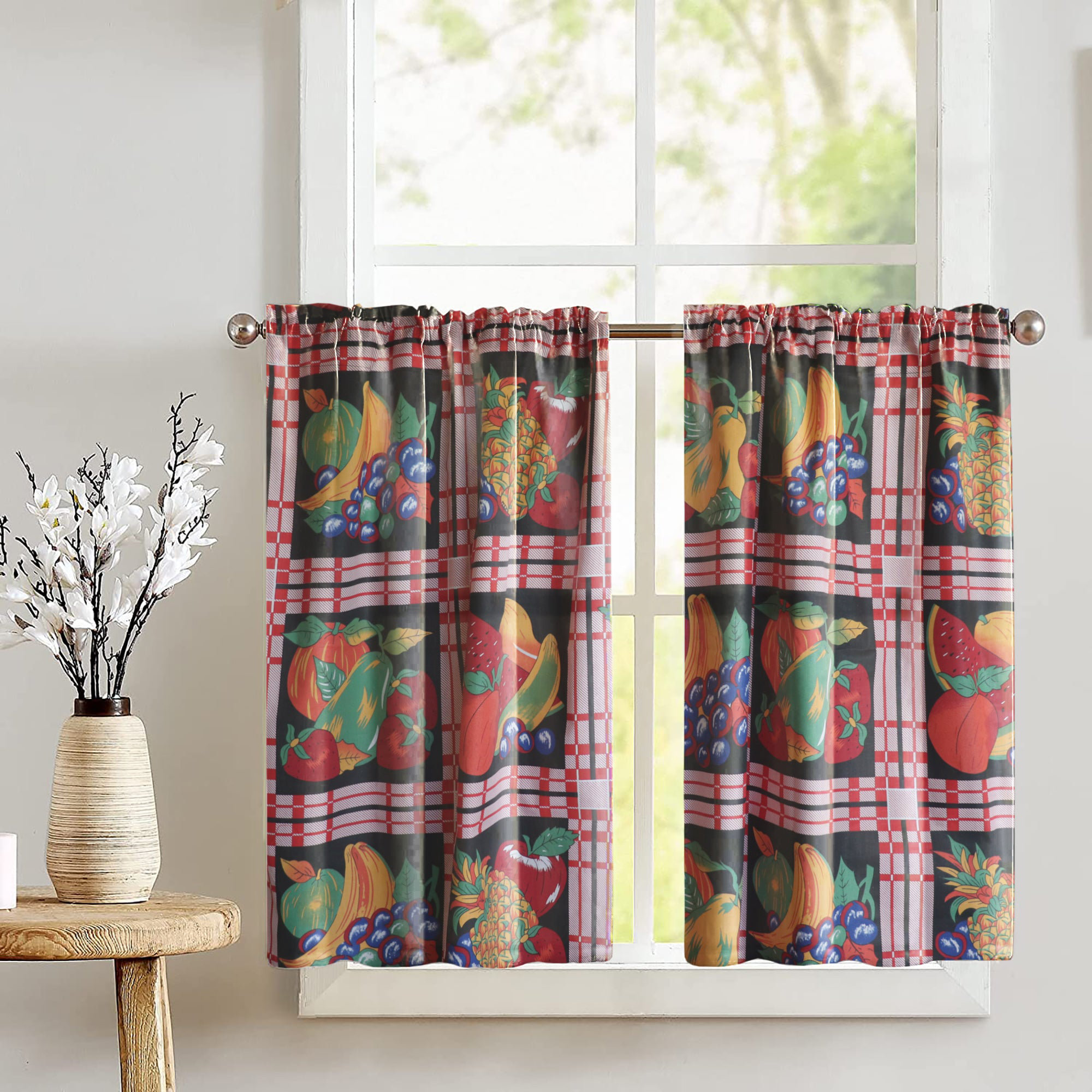 lovemyfabric Fruit Bundle Print Cafe Tier Curtains | Wayfair