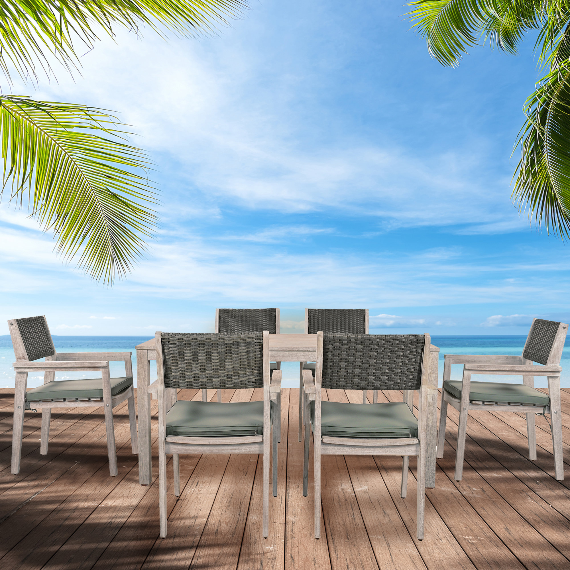 Rosecliff Heights Channy Rectangular 6 - Person 63" Long Dining Set with Cushions | Wayfair