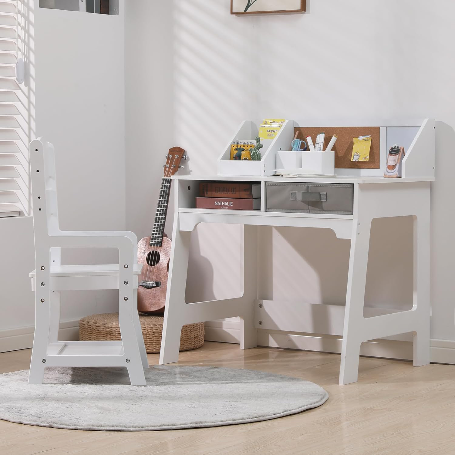 Harriet Bee Kids Study Desk and Chair Set – Compact Wooden Study Table ...