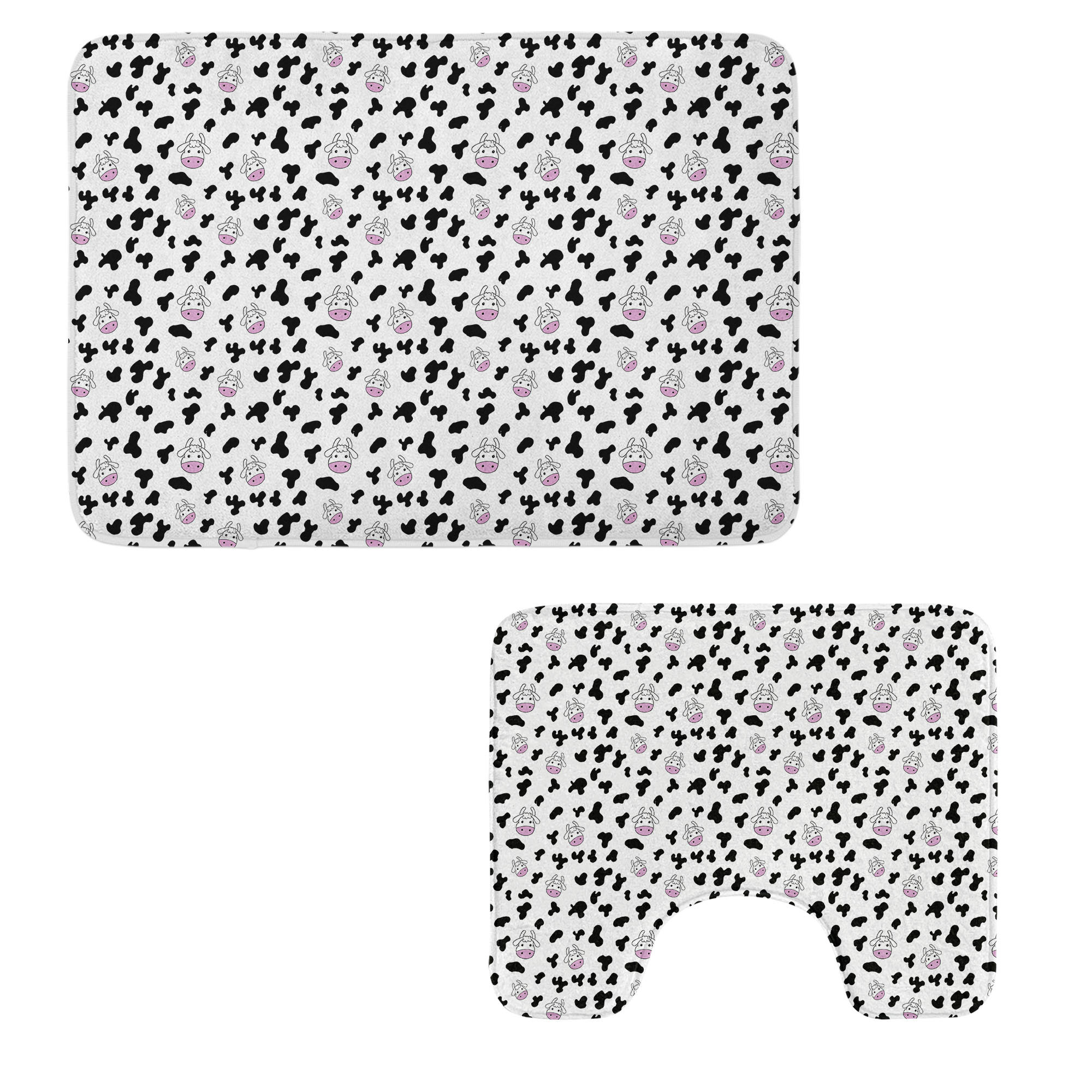 East Urban Home Cow Print Bathroom Rug Set 2 Pieces Rectangle & Contour ...