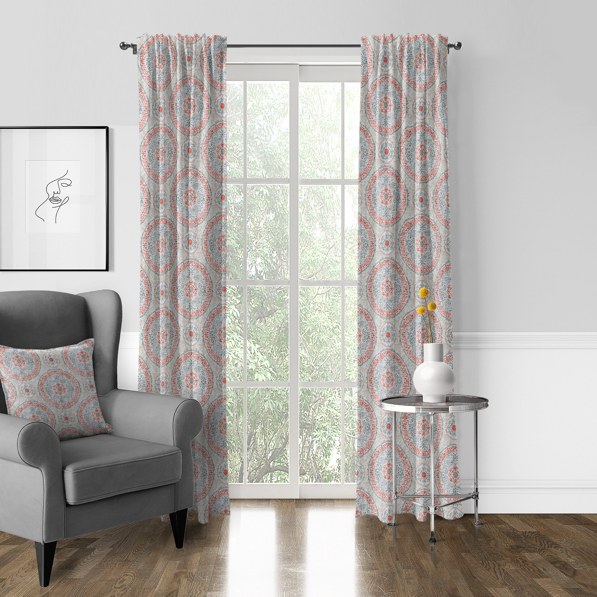 The Tailor's Bed 100% Cotton Floral Room Darkening Rod Pocket Single ...