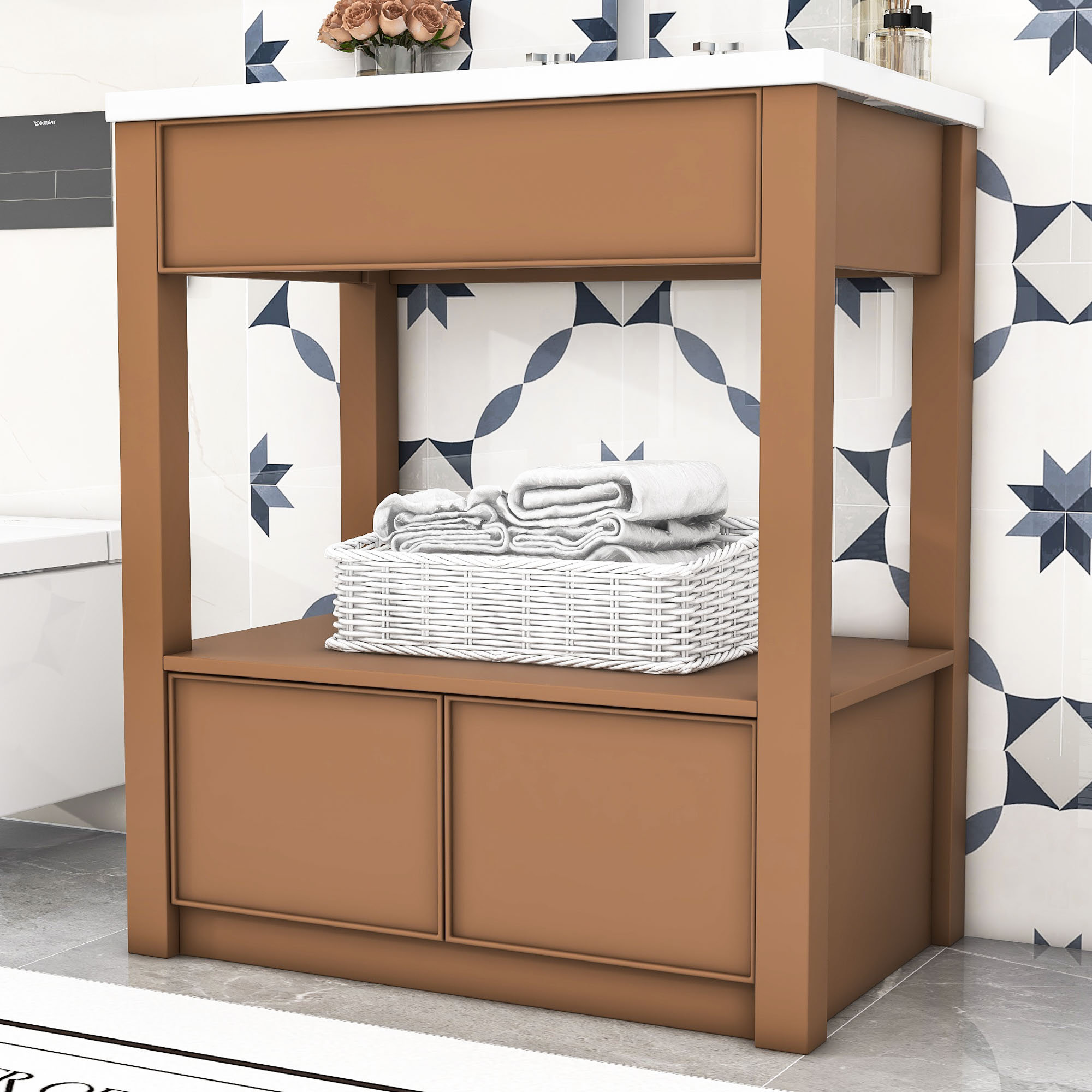 Ebern Designs Meuble-lavabo sur pied simple 30 po avec comptoir en ...