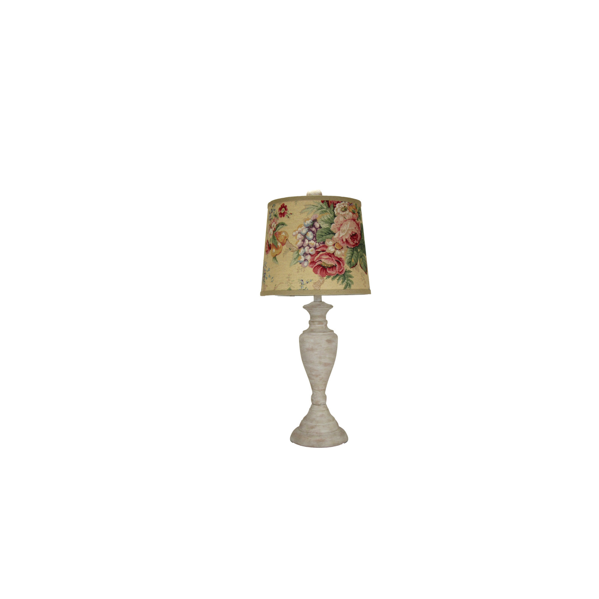 Ophelia & Co. Whitewashed Table Lamp With Floral Lamp Shade | Wayfair