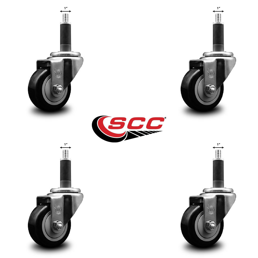 Service Caster Poly Wheel Swivel Expanding Stem Caster Set SCC NB 3" x ...