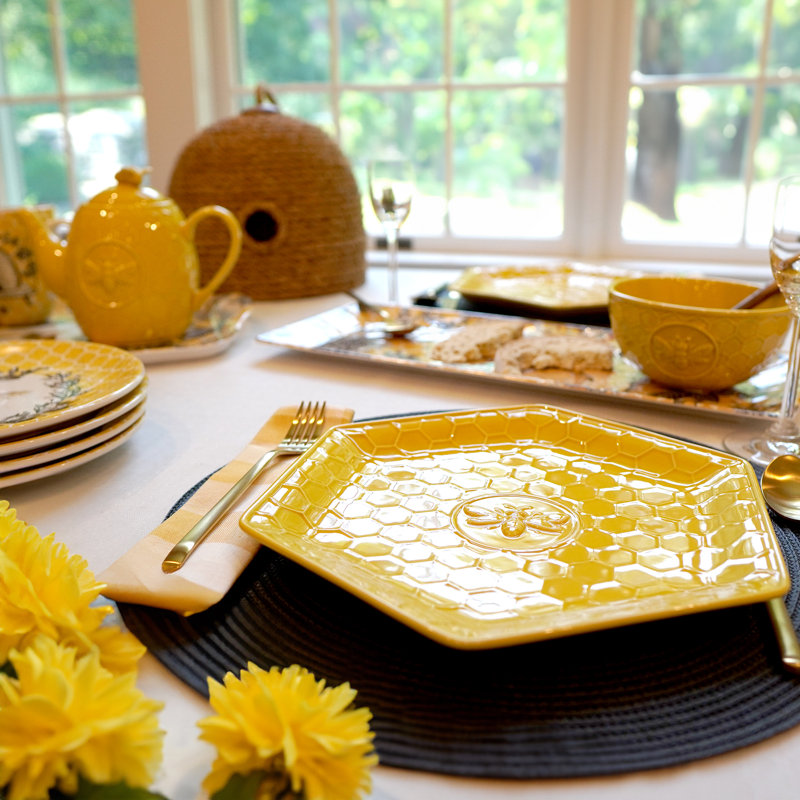 Certified International French Bees Set of 4 Embossed Honeycomb Dinner ...