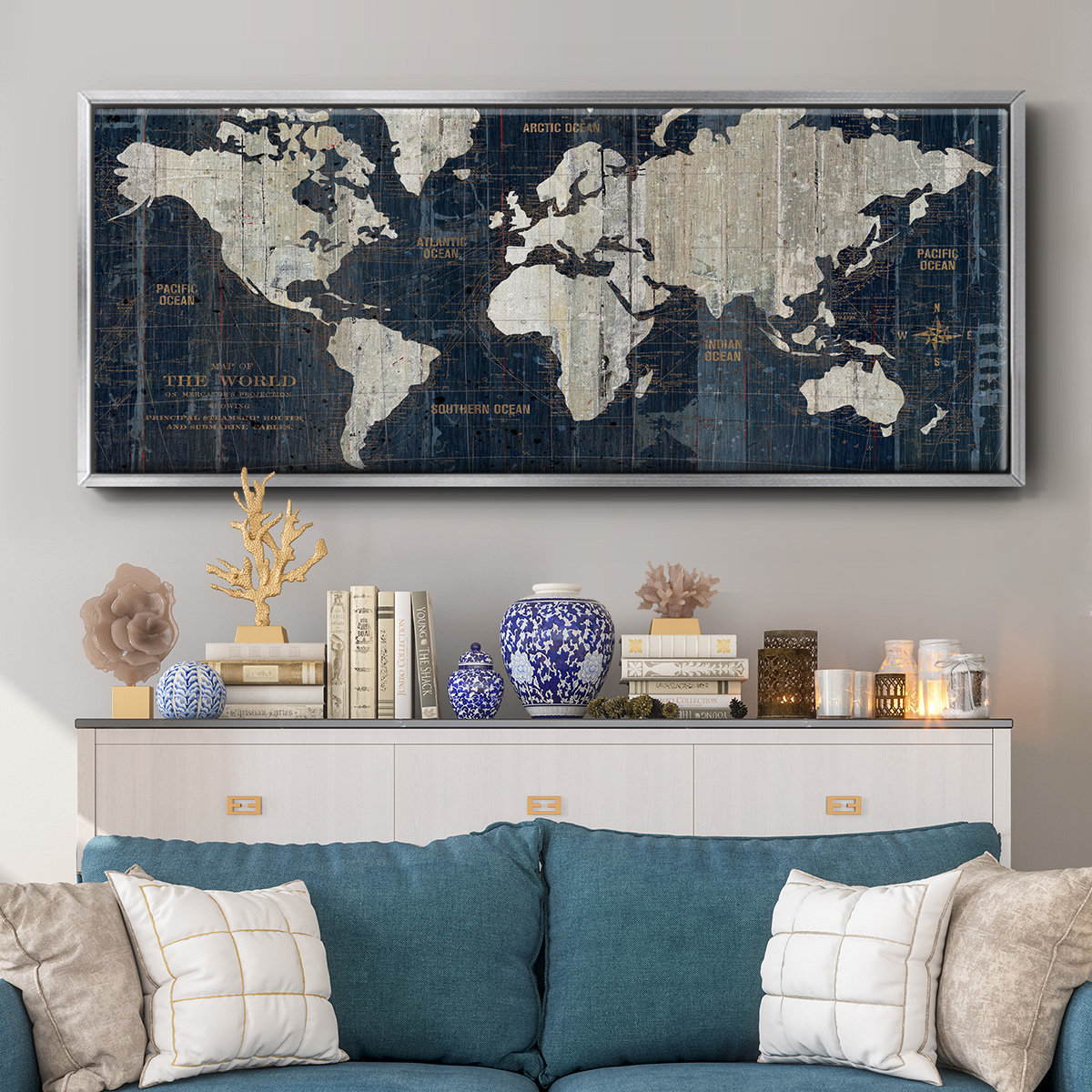Red Barrel Studio® Old World Map- Framed Canvas | Wayfair