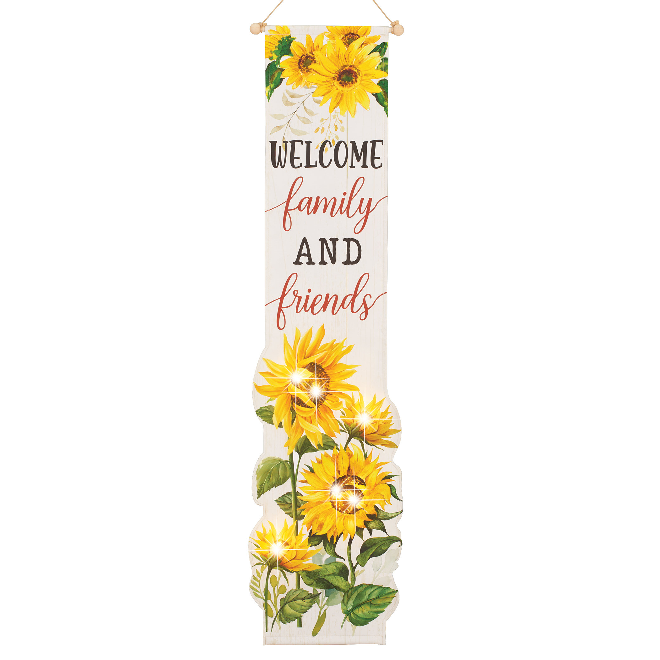 Trinx LED Lighted Welcome friends and Family Sunflower Banner | Wayfair