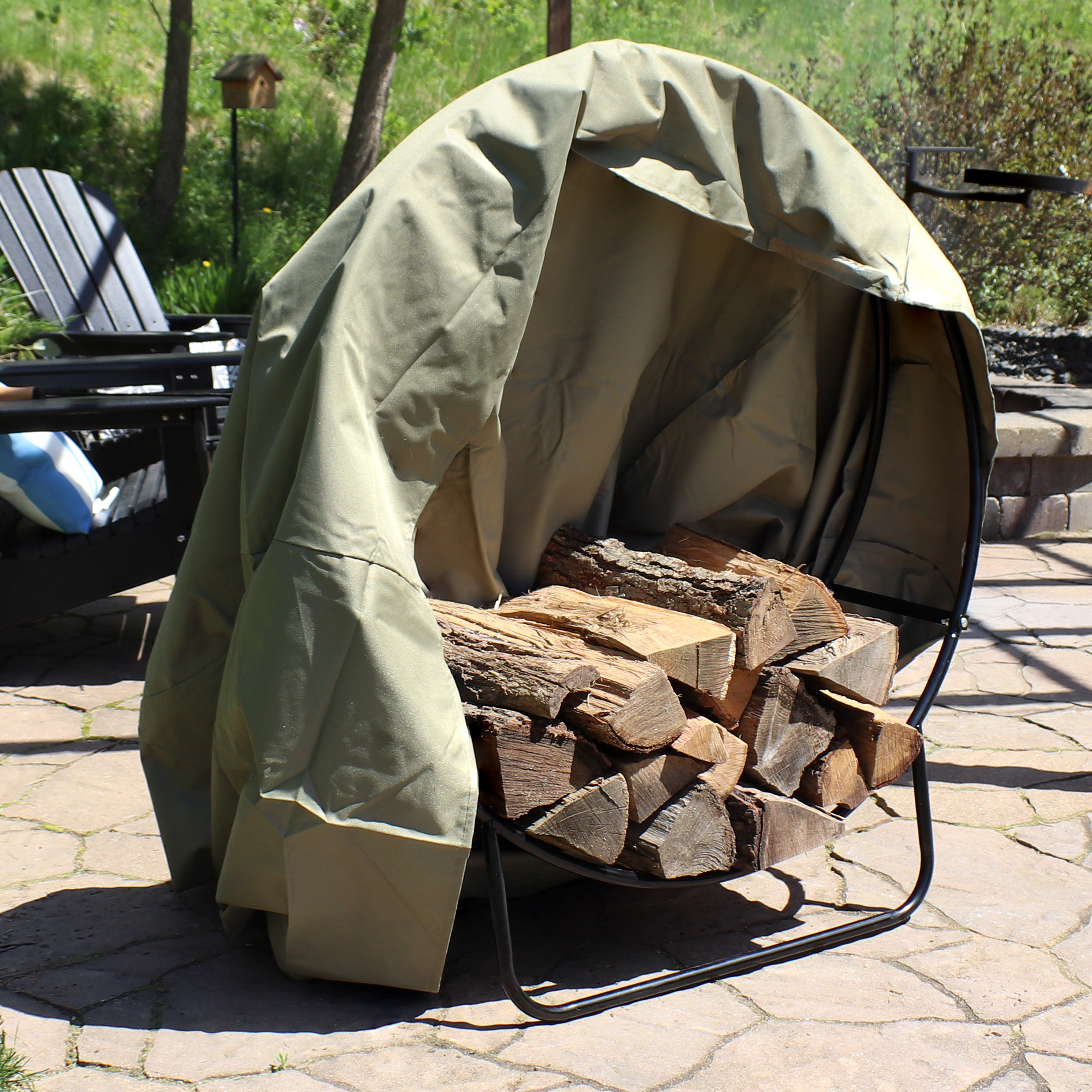 Sand & Stable™ Indoor or Outdoor Modern Powder-Coated Steel Firewood ...