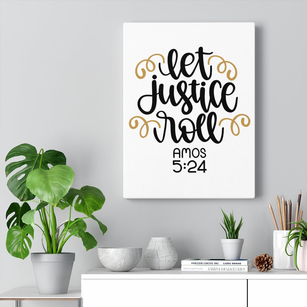 Trinx Scripture Canvas Let Justice Roll Amos 5:24 Christian Wall Art ...