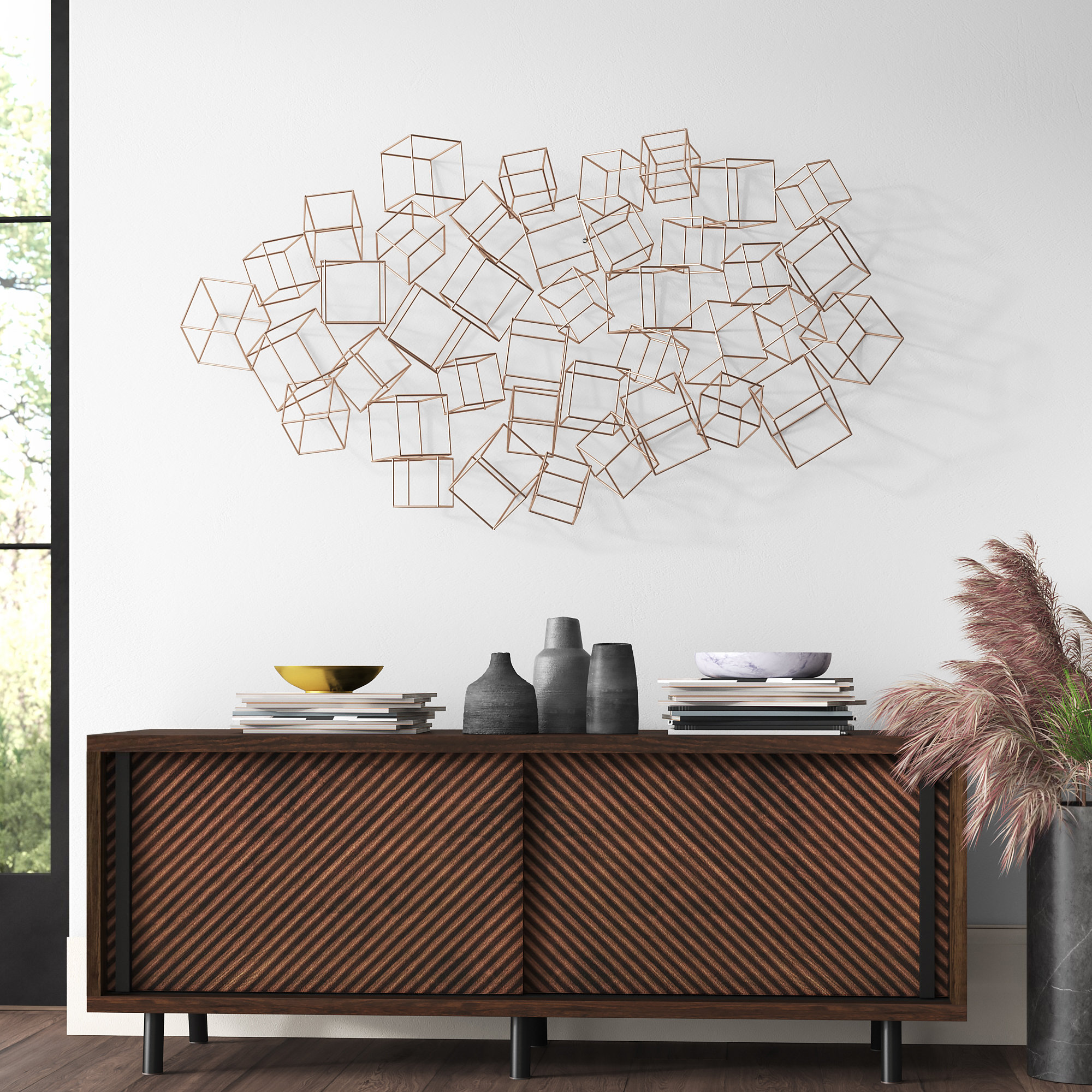 Mercury Row Abstract and Geometric 3D Square Cubes Wall Décor & Reviews ...