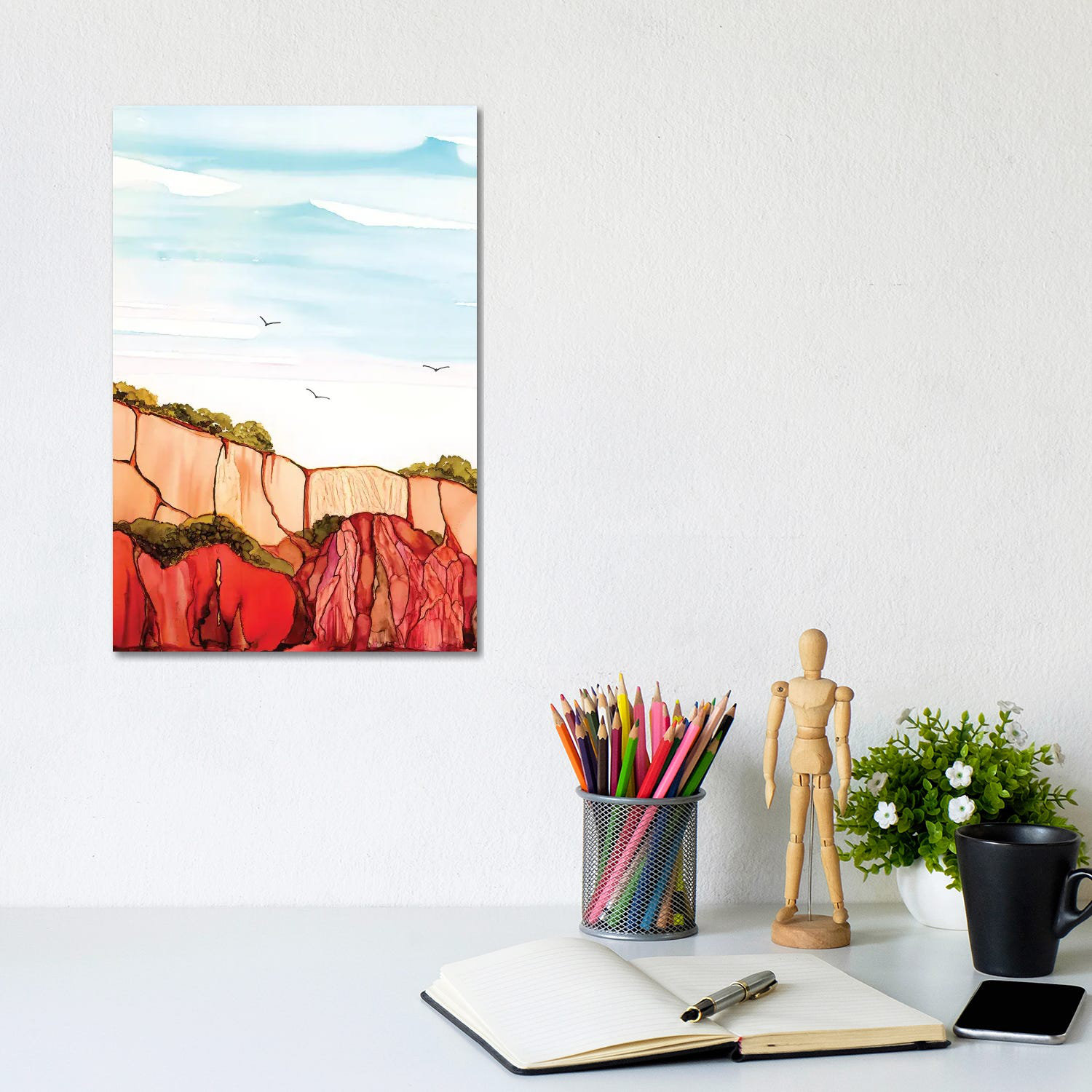 ClassicLiving Red Cliffs At Falesia by - Wrapped Canvas Graphic Art ...