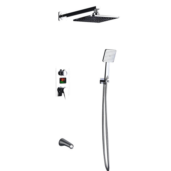 FontanaShowers Crotone LED Digital Display 3 Way Shower System with ...