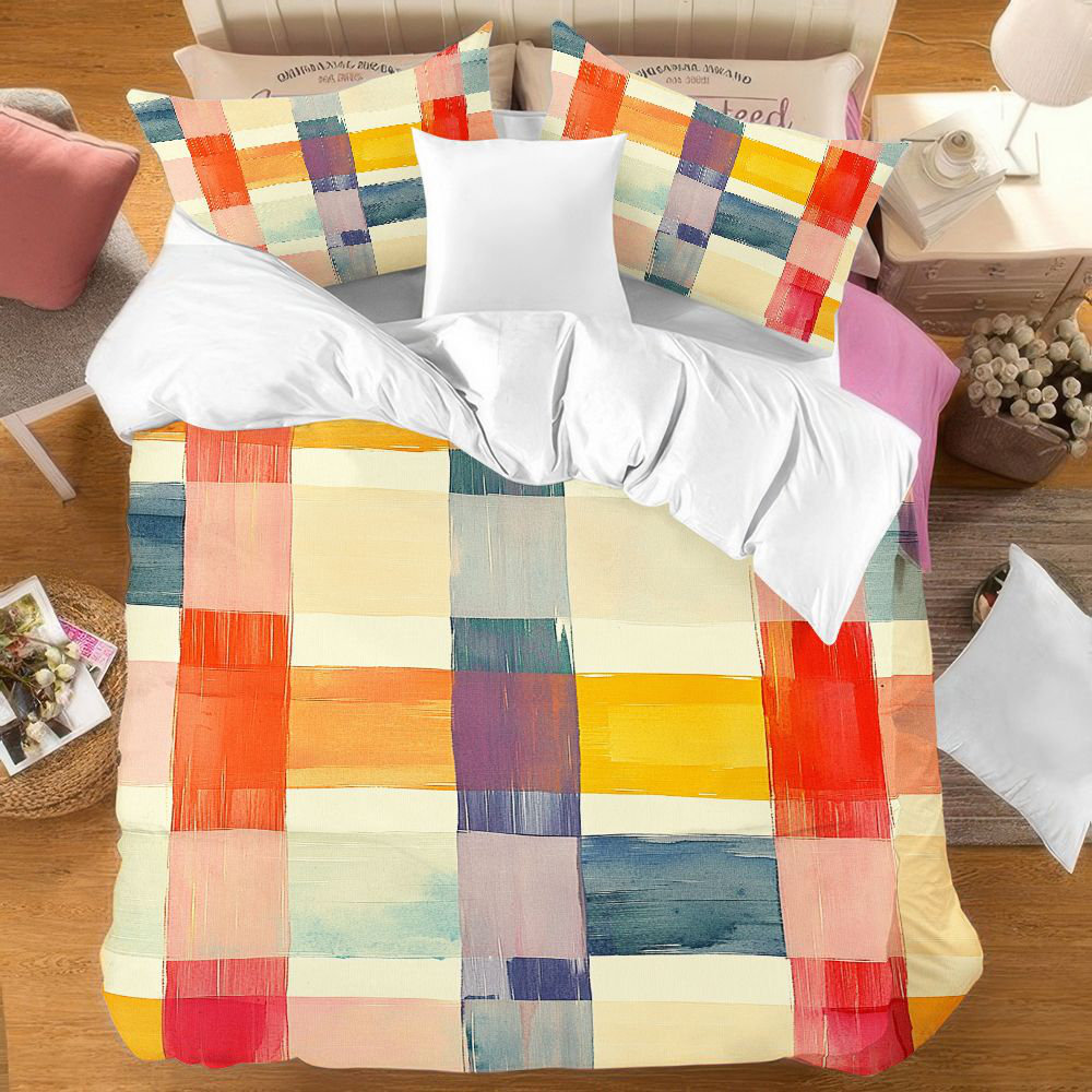 Vgtymena 3Pcs Modern Abstract Geometric Pattern Bedding Colorful ...