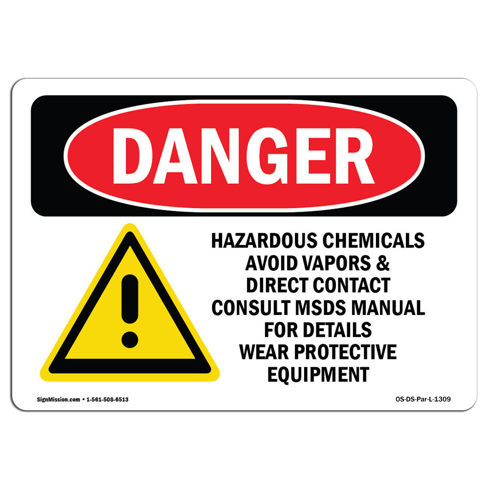 SignMission Hazardous Chemicals Avoid Vapors Contact Aluminum Sign 12 x ...