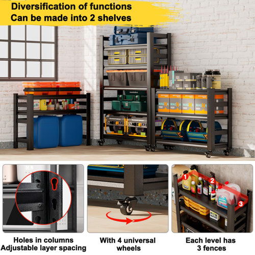 WFX Utility™ Heavy Duty Garage Shelving with Wheels Adjustable Metal ...