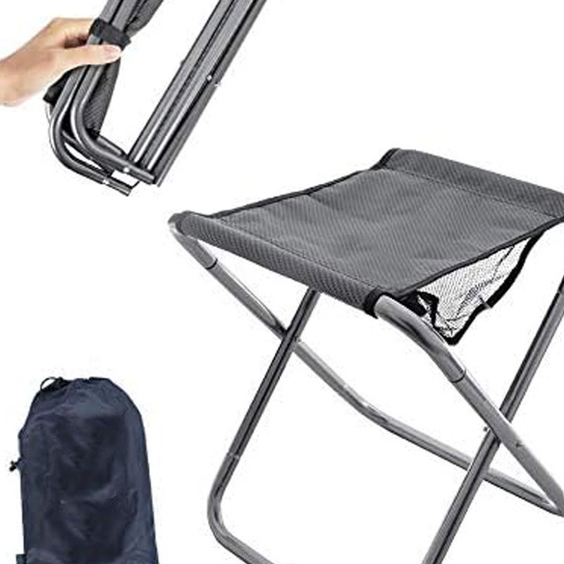 Arlmont & Co. Folding Stool with Carry Bag, Aluminum Alloy Bracket ...