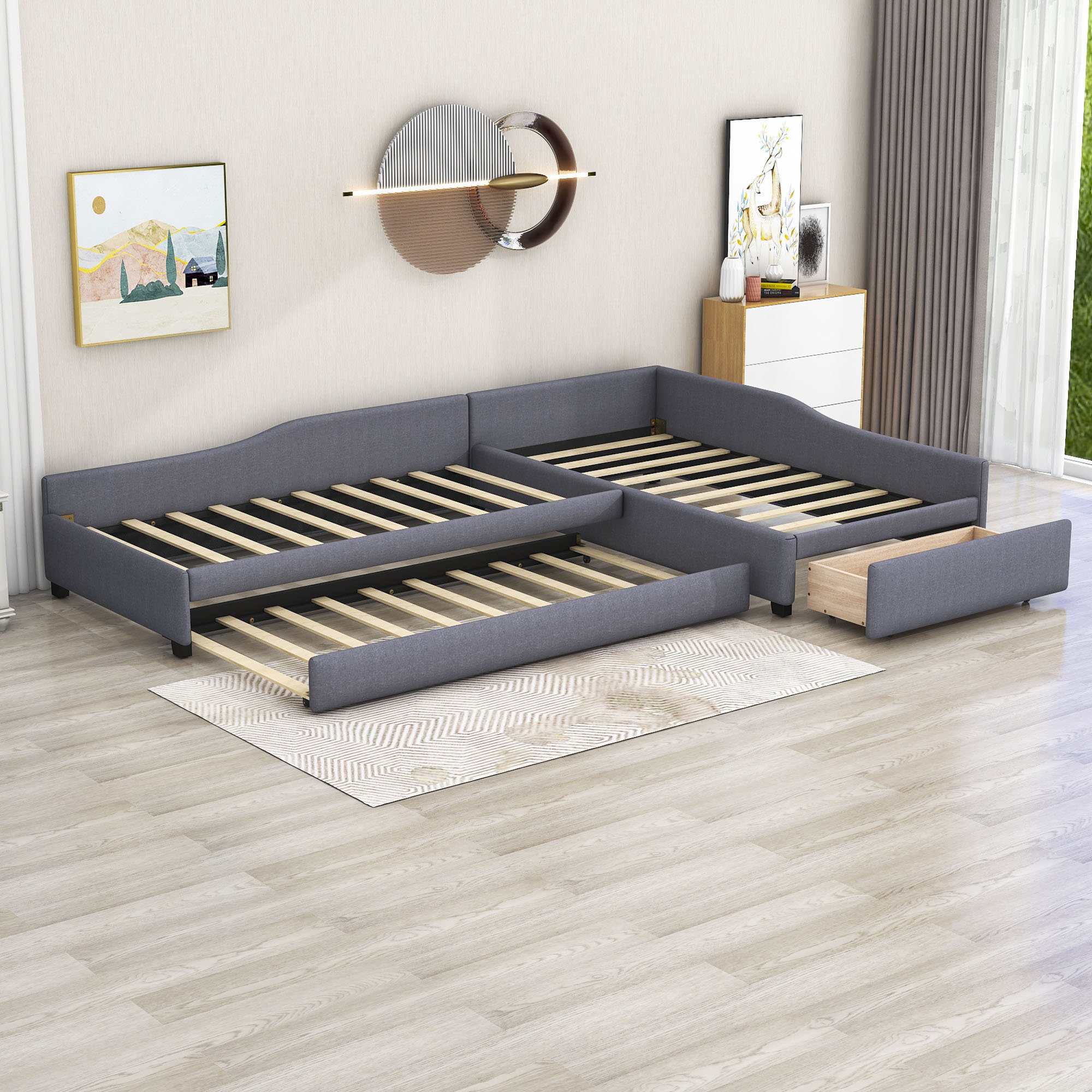 Wildon Home® Kaylin Upholstered Daybed with Trundle & Reviews | Wayfair