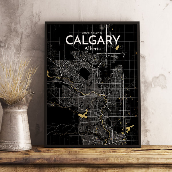 Wrought Studio 'Calgary City Map' Graphic Art Print Poster in Luxe ...