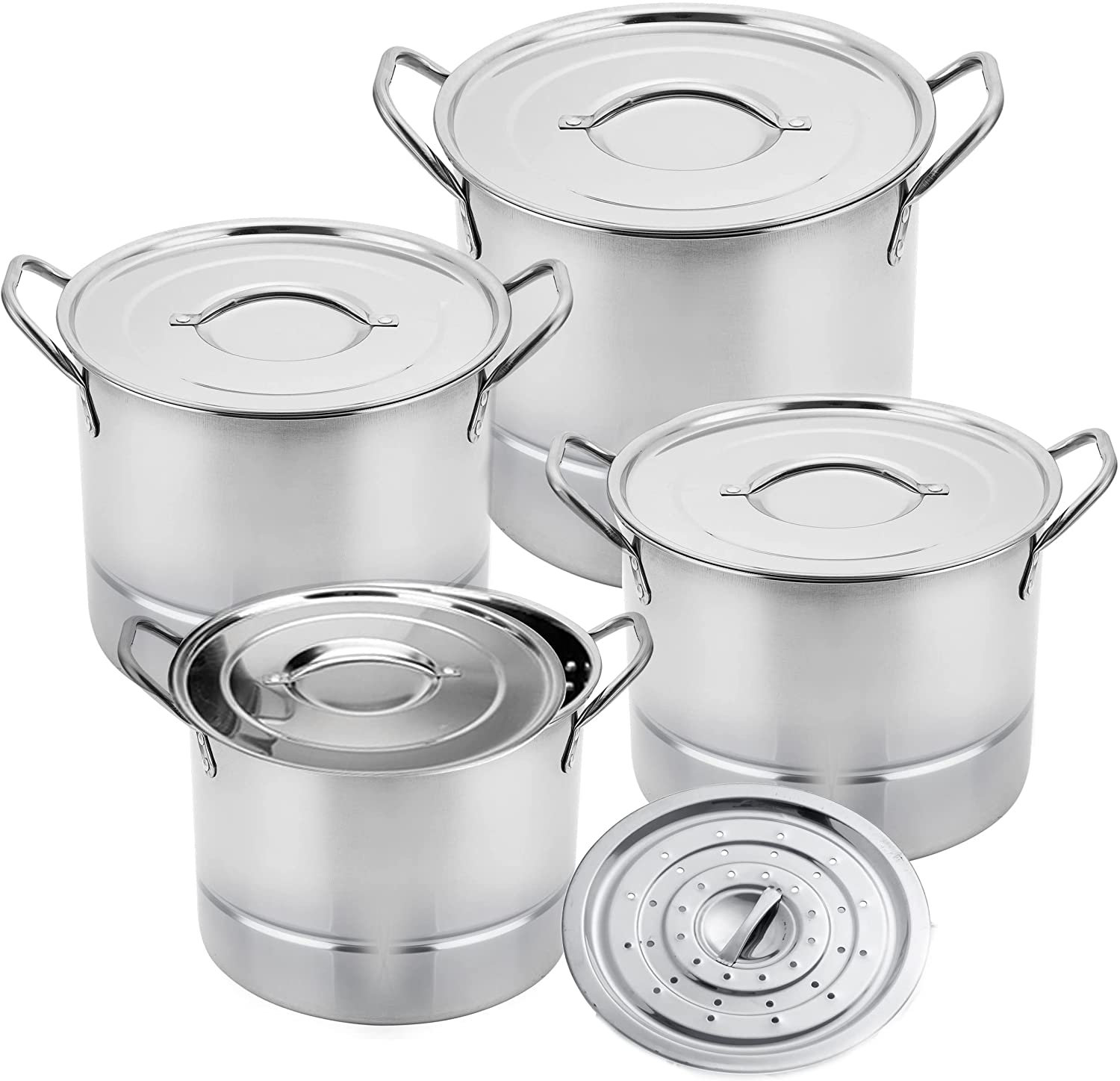 Alpine Cuisine 12pc Stainless Steel Stock Pot Set With Steamer Racks ...