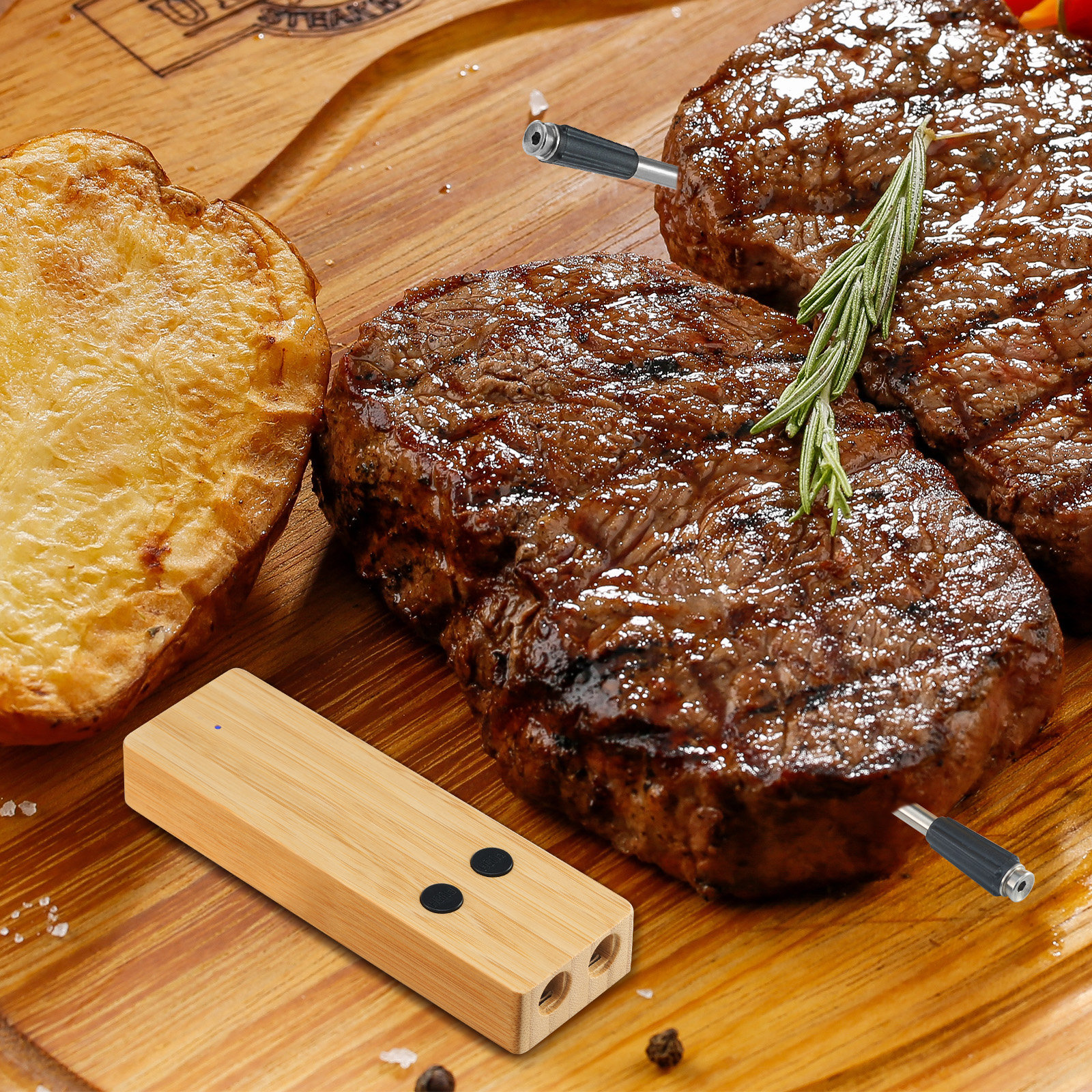 Stellweilan Tessberg Wireless Meat Thermometer Bluetooth Meat Probe Two ...