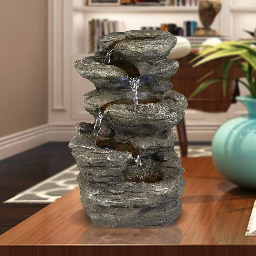 Millwood Pines Hallman Resin Waterfalls Rockery Tiered Fountain with ...