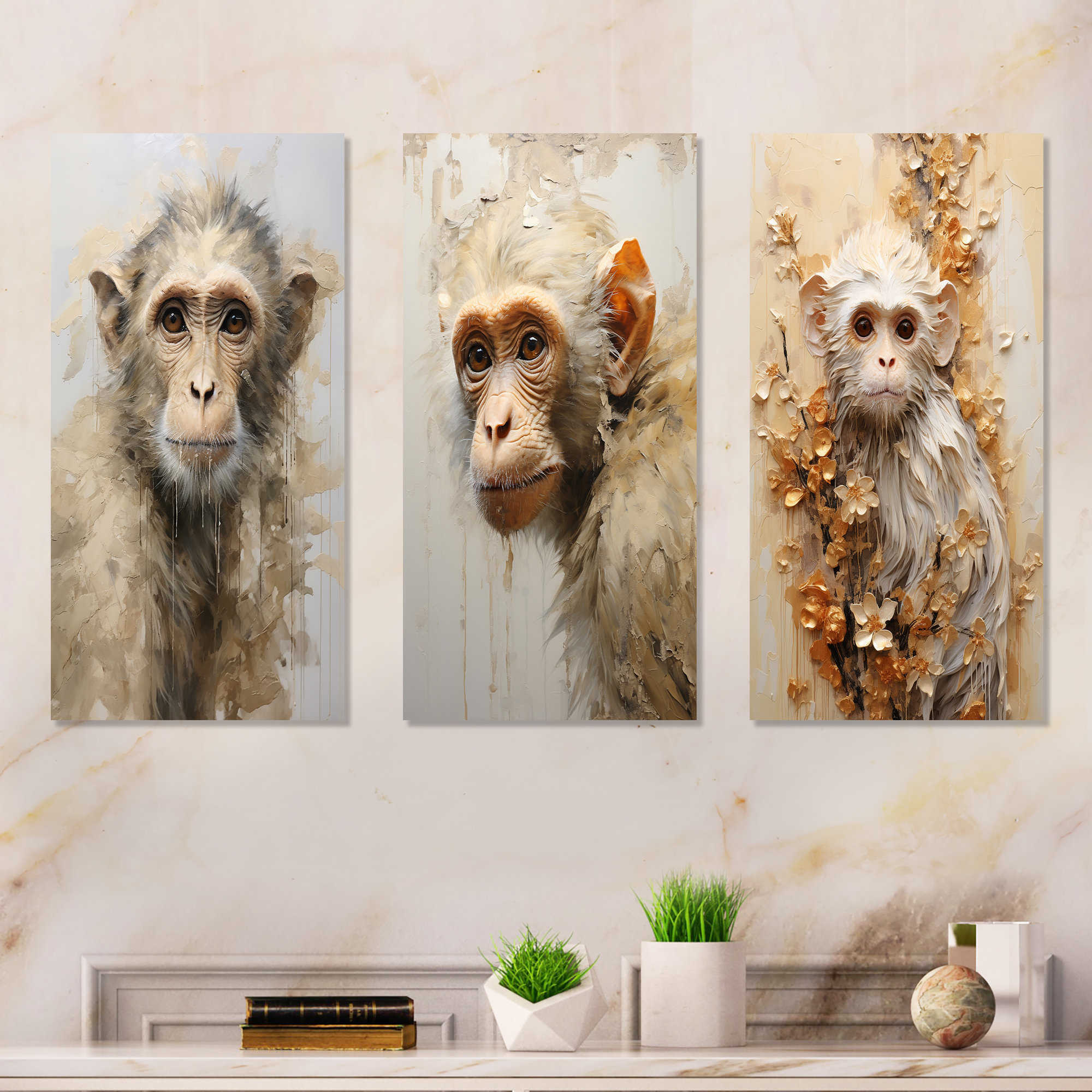 Mercer41 Minimalism Monkey Silhouette - Monkey Wall Art Prints Set Of 3 ...
