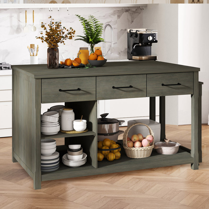 Lark Manor™ Charming Extendable Kitchen Island With Storage, Multi ...