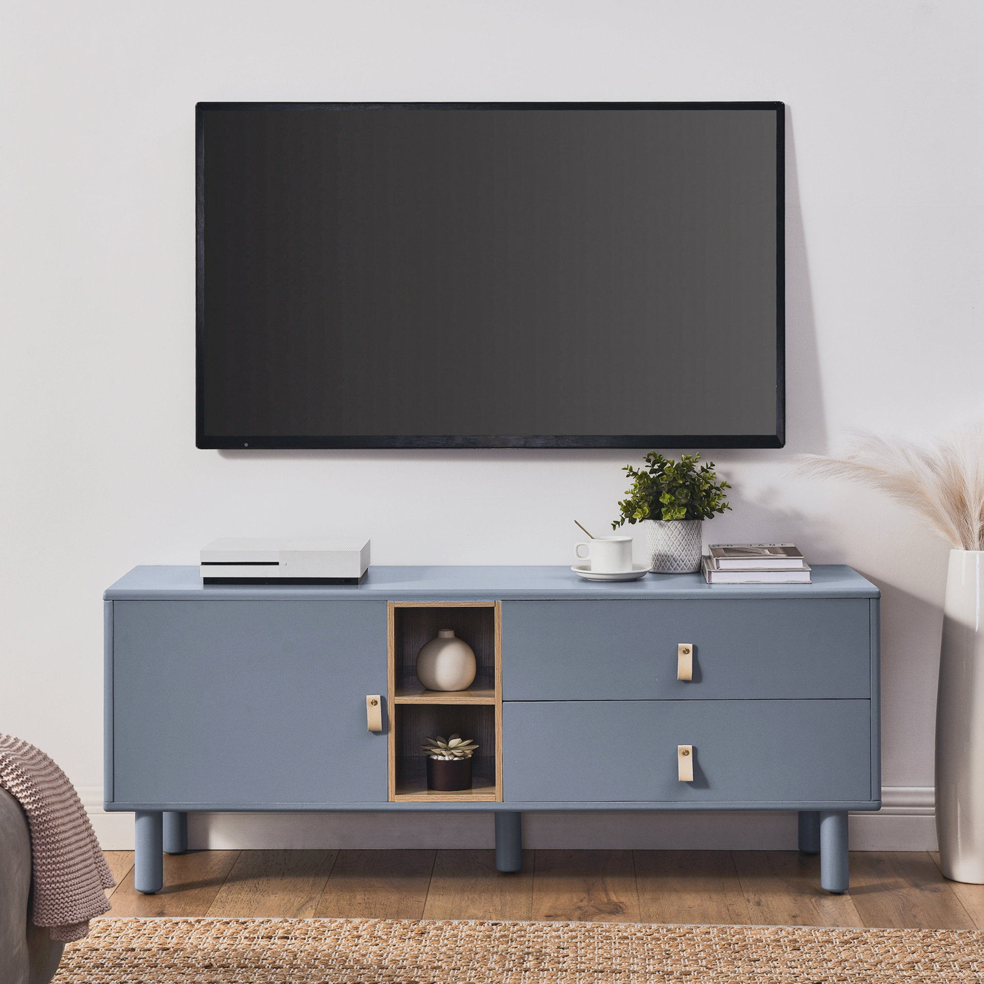 Latitude Run® TV Stand with Drawers, Storage cabinet with Leather ...