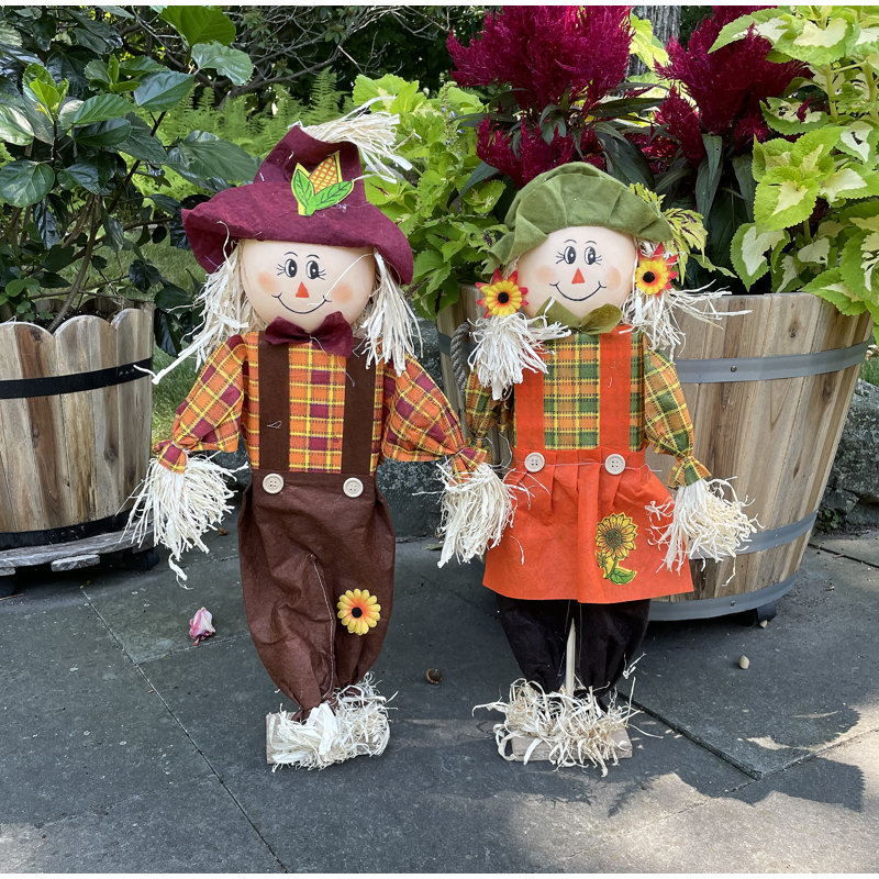 The Holiday Aisle® 24" Harvest Standing Scarecrow, Set of 2 & Reviews ...